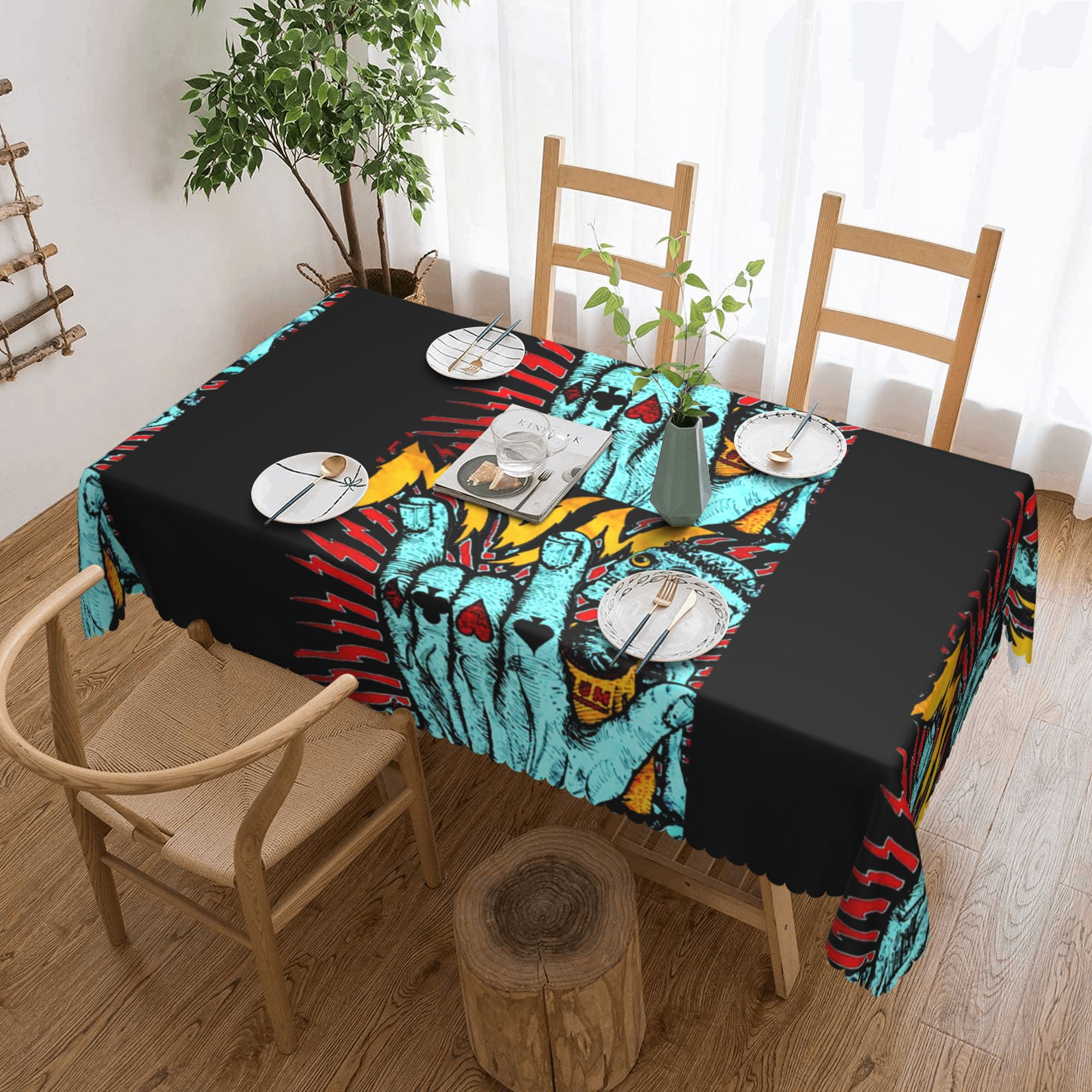 Tablecloth Hearts Of Spades Skull Poker Table Cloth For Rectangle ...