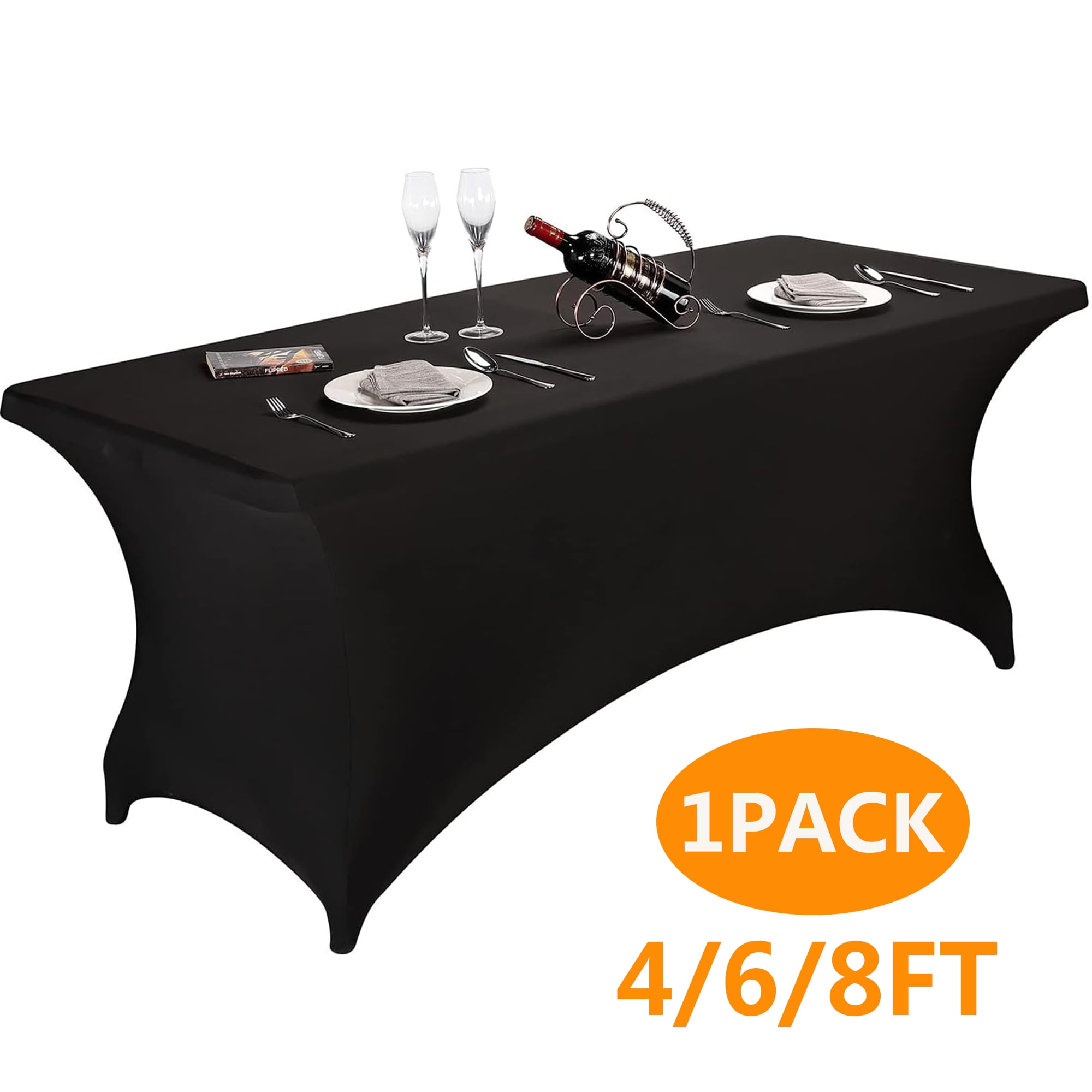 Tablecloth,Hengu 1 Pack 4FT Black Table Cloth, Tight, Fitted, Washable ...