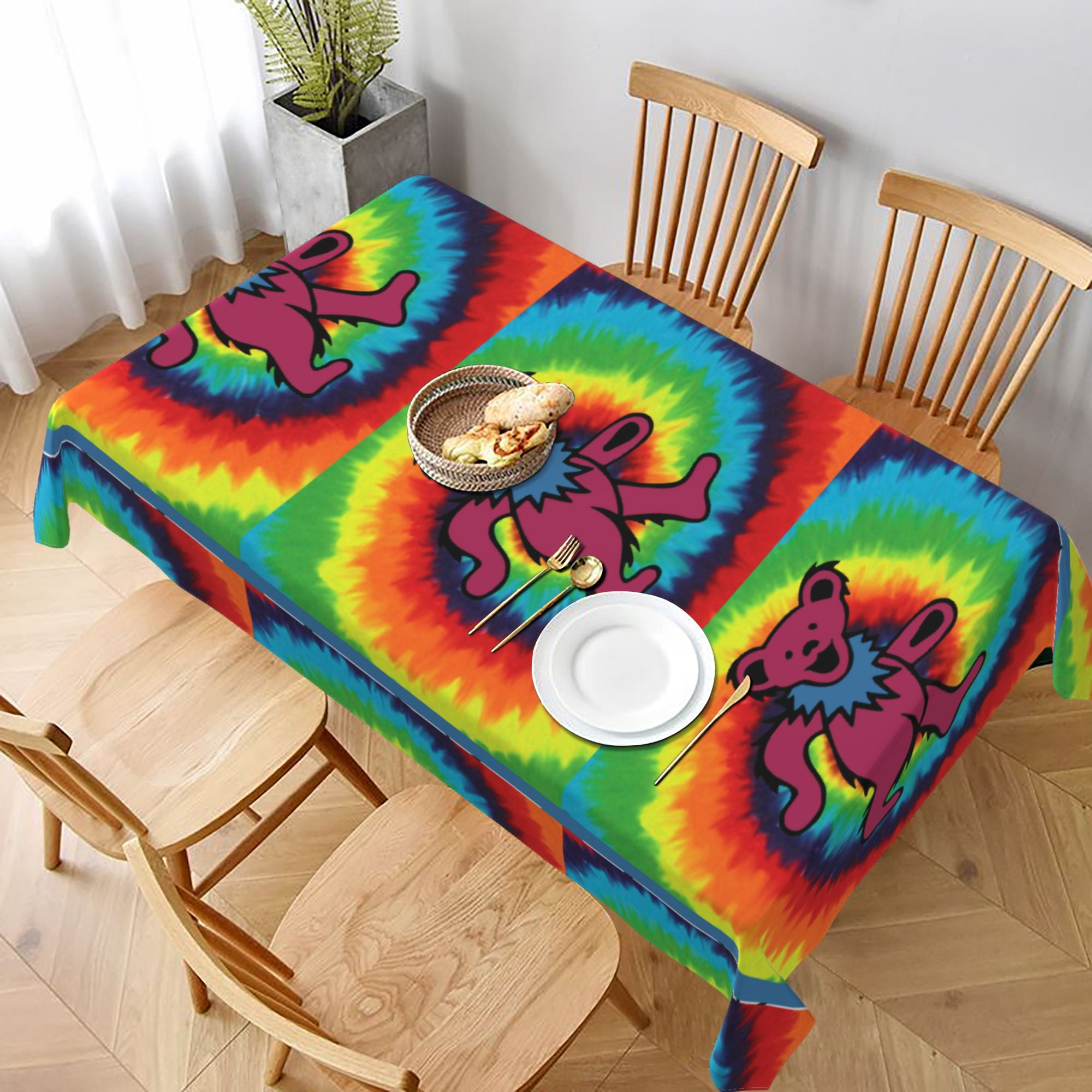 Tablecloth Hip Hop Tie Dye Grate-Ful Dead Skull Dancing Bear Table ...