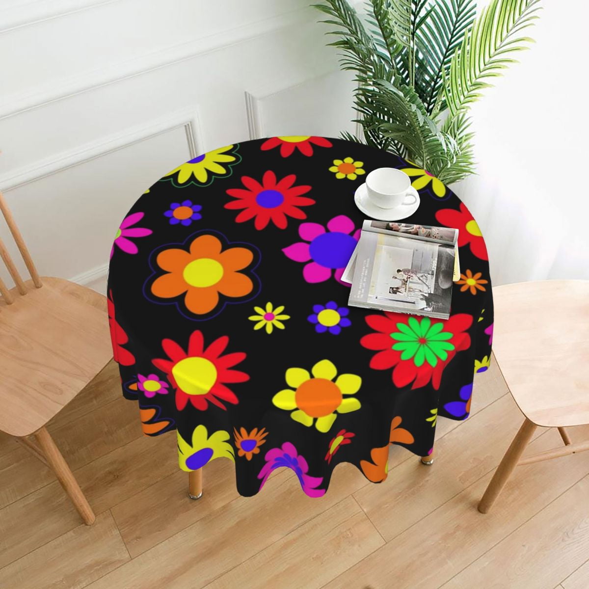 Tablecloth Hippy Trippy Flower Power Table Cloth Retro Daisy Fashion ...