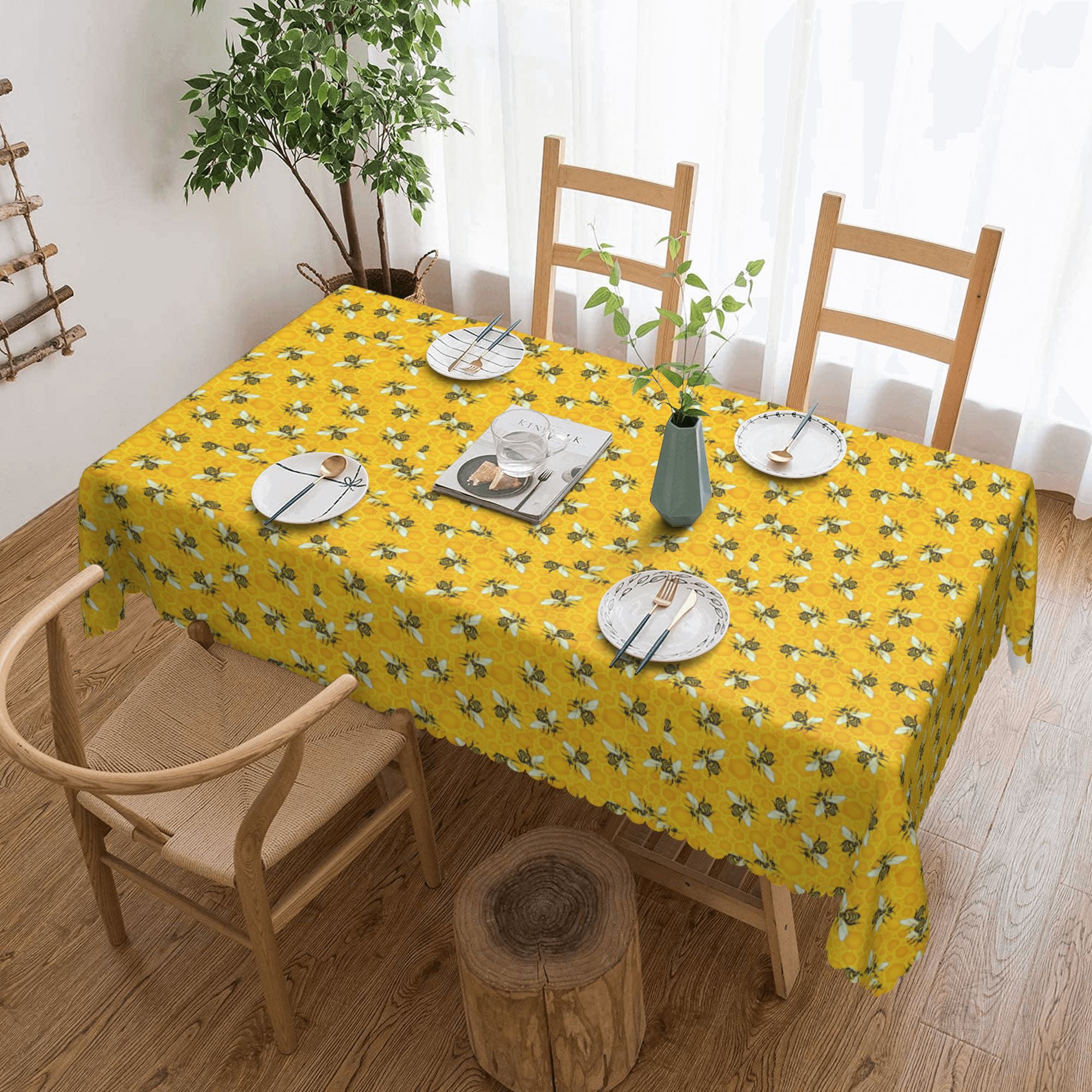 Tablecloth Honeybees Honeycomb Bee Table Cloth For Rectangle Tables ...