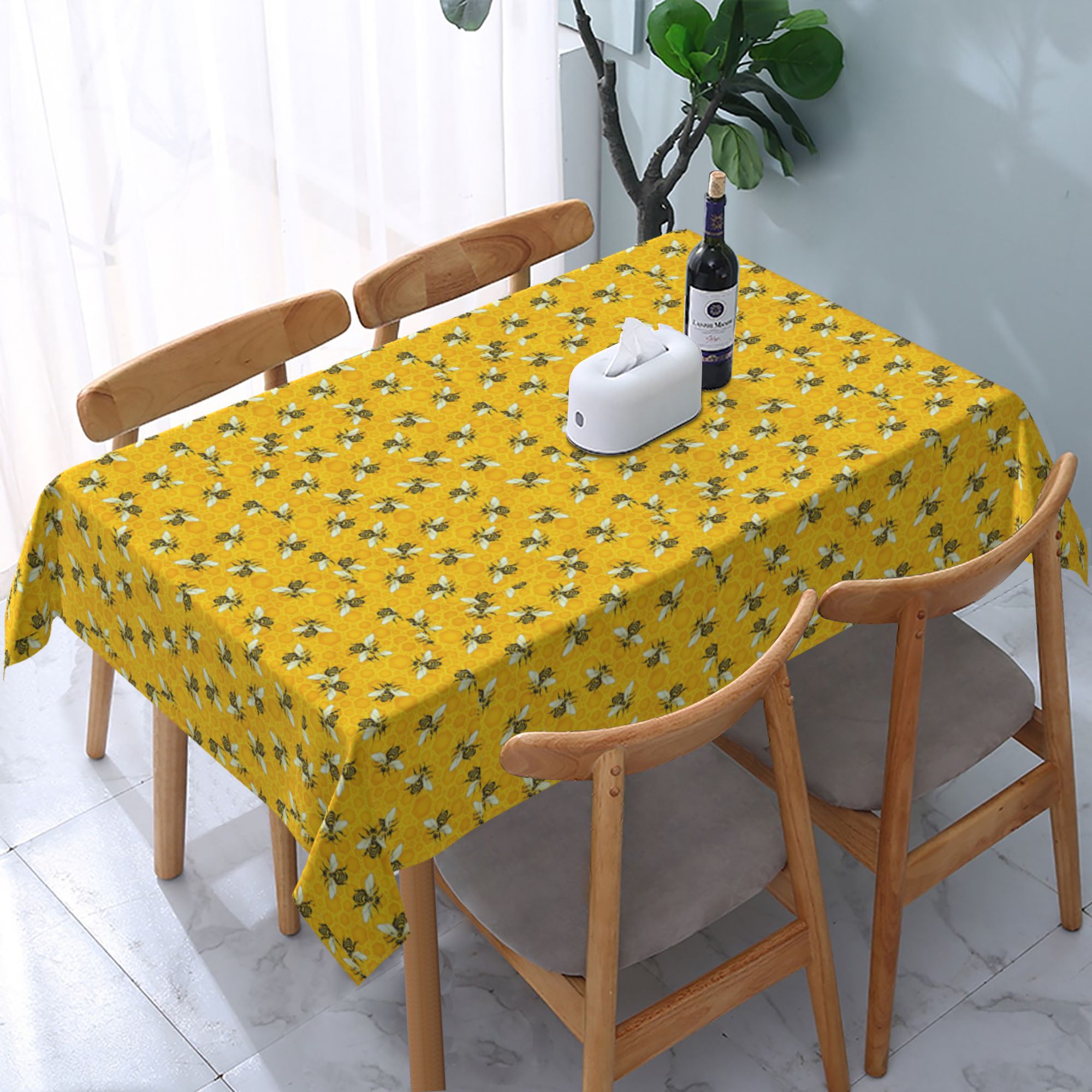 Tablecloth Honeybees Honeycomb Bee Table Cloth For Rectangle Tables ...