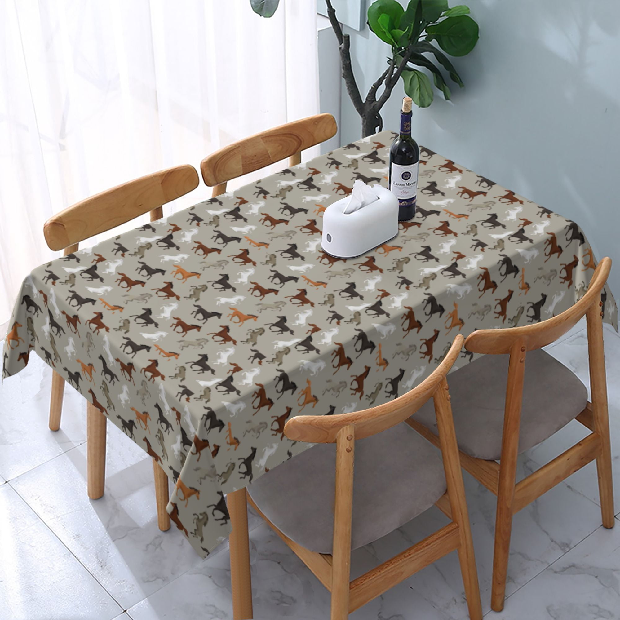 Tablecloth Horse Stallion Gallop Motif Table Cloth For Rectangle Tables ...