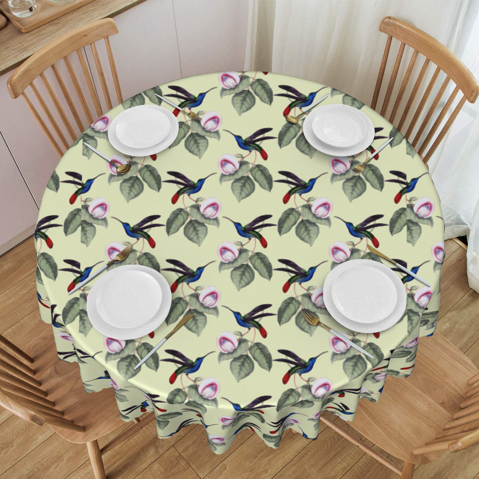 Tablecloth Hummingbird And Flower Table Cloth For Circular Tables ...