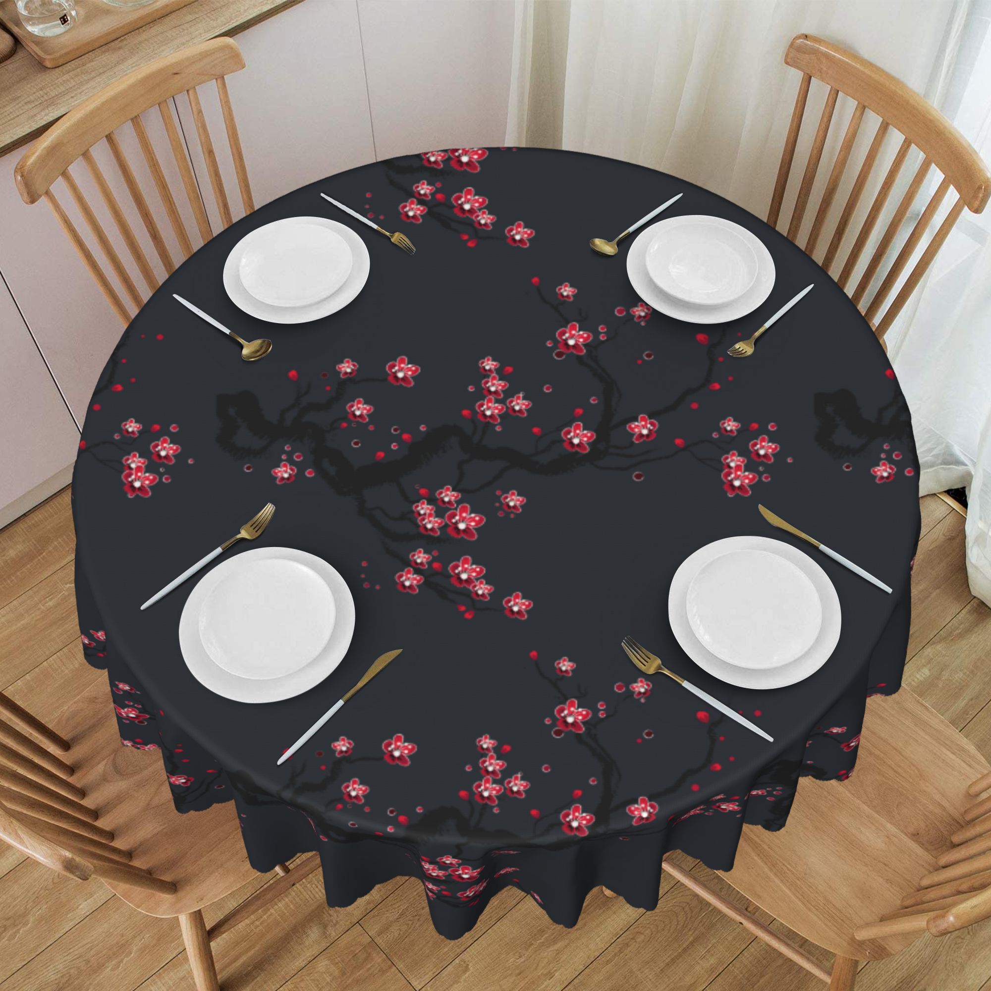 Tablecloth Japanese Cherry Blossom Table Cloth For Circular Tables ...