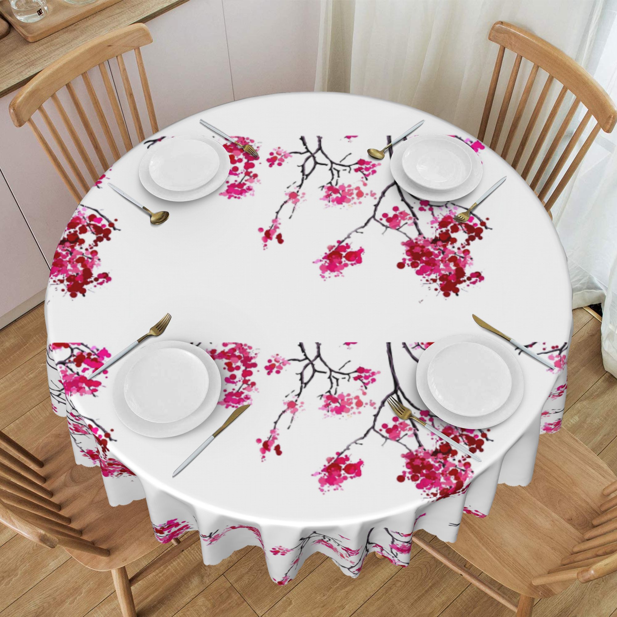 Tablecloth Japanese Sakura Tree Table Cloth For Circular Tables ...