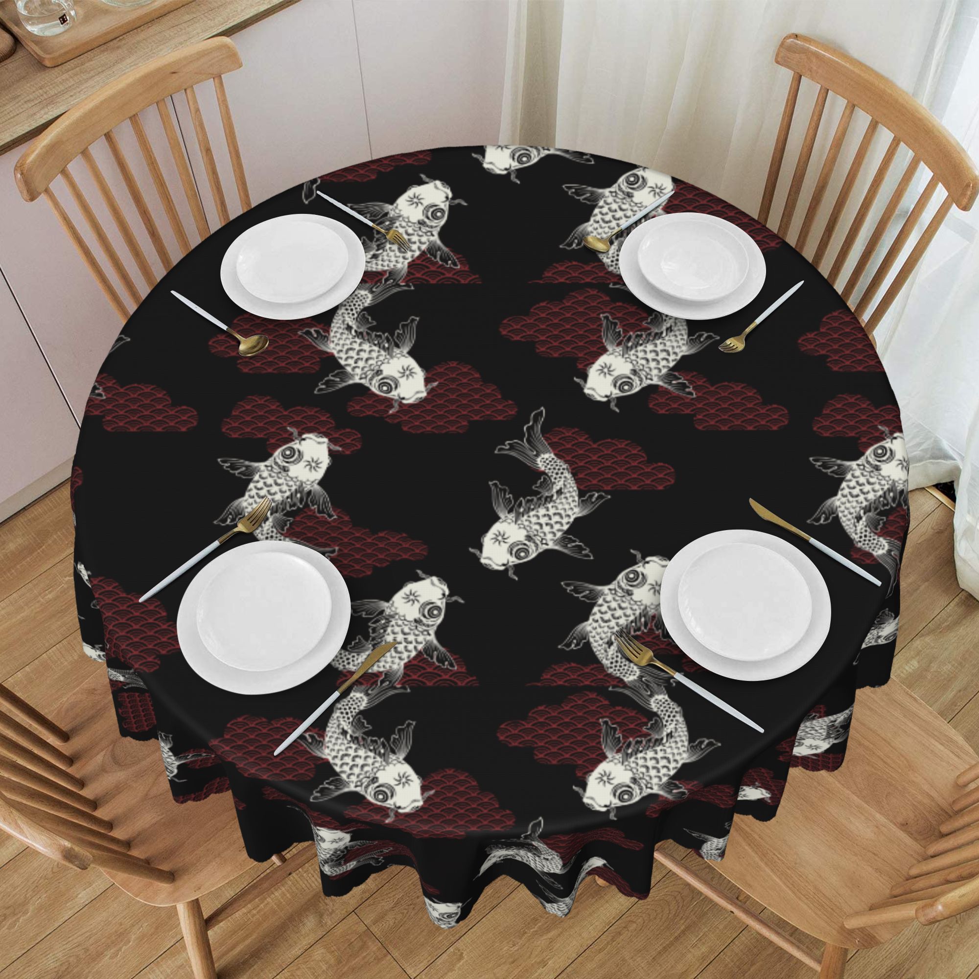 Tablecloth Japanese Style Carp Table Cloth For Circular Tables ...