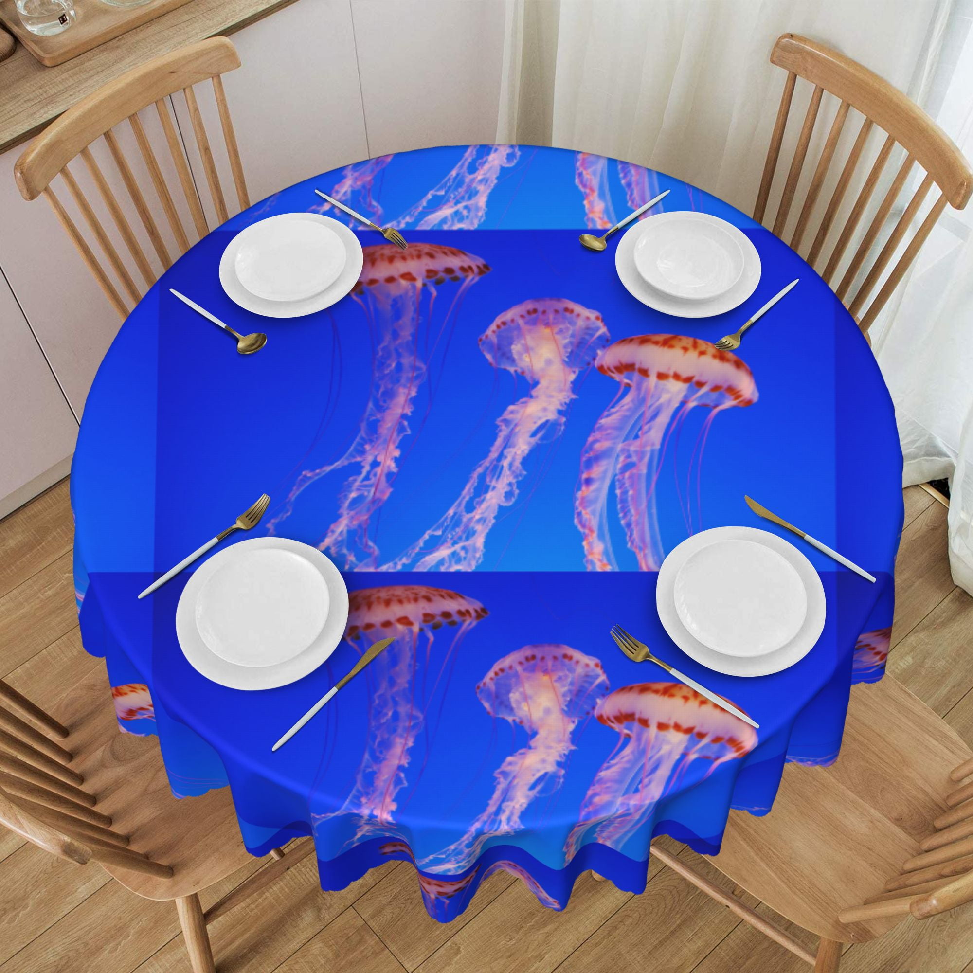 Tablecloth Jellyfish Underwater Ocean Sea Table Cloth For Circular ...