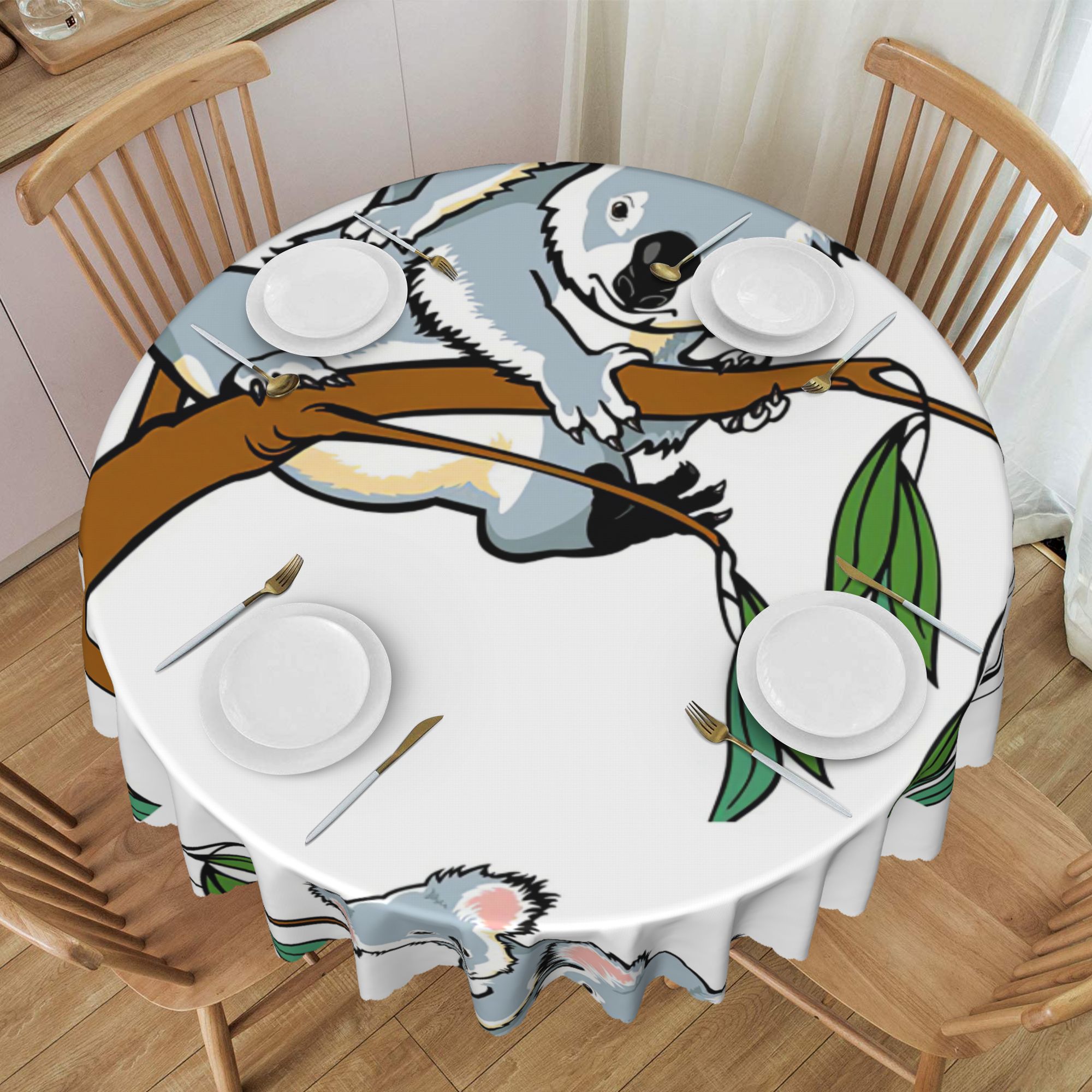 Tablecloth Koala Climbing Over Eucalyptus Tree Branch Wildlife Forest ...