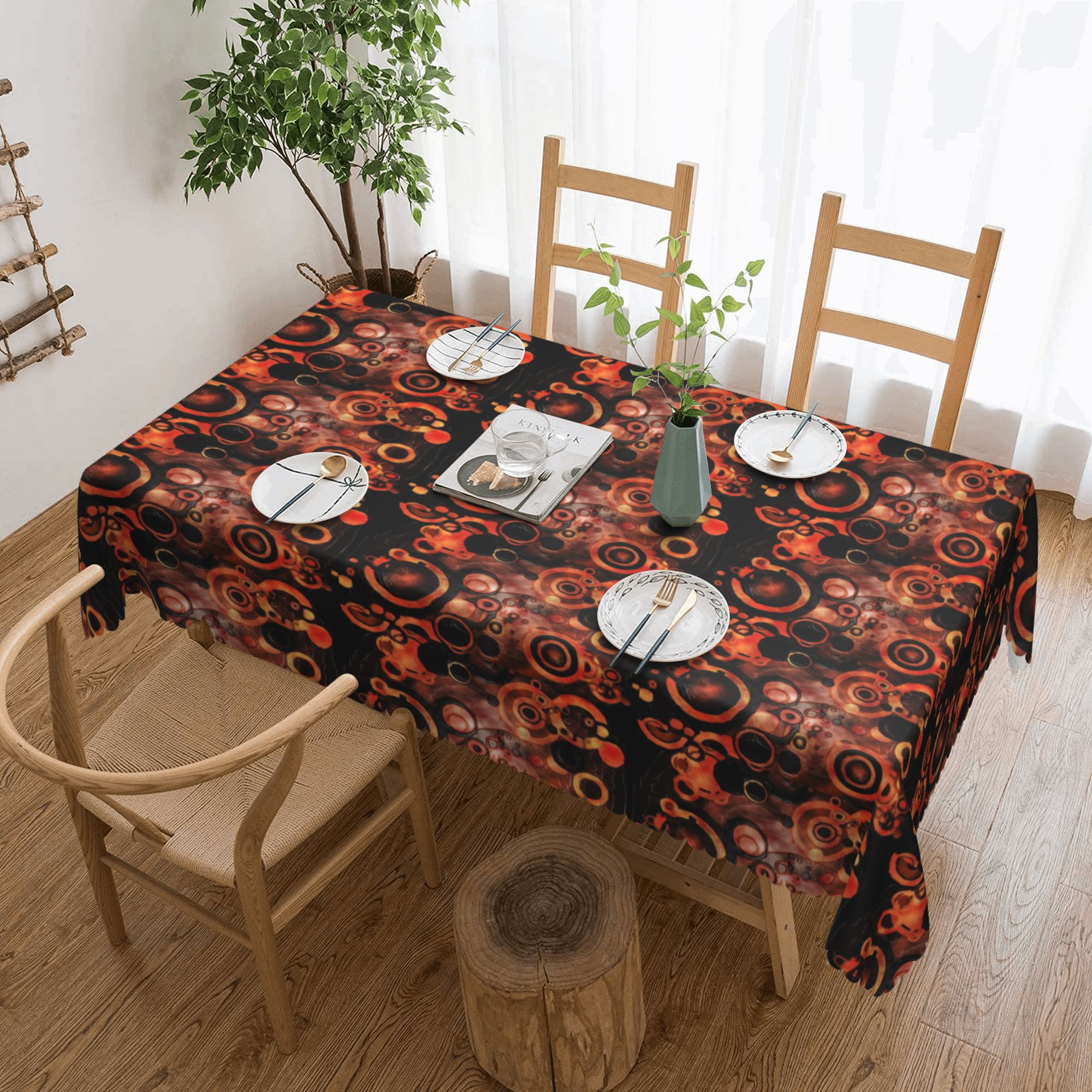 Tablecloth Laminated-Retro-Circles- Table Cloth For Rectangle Tables ...