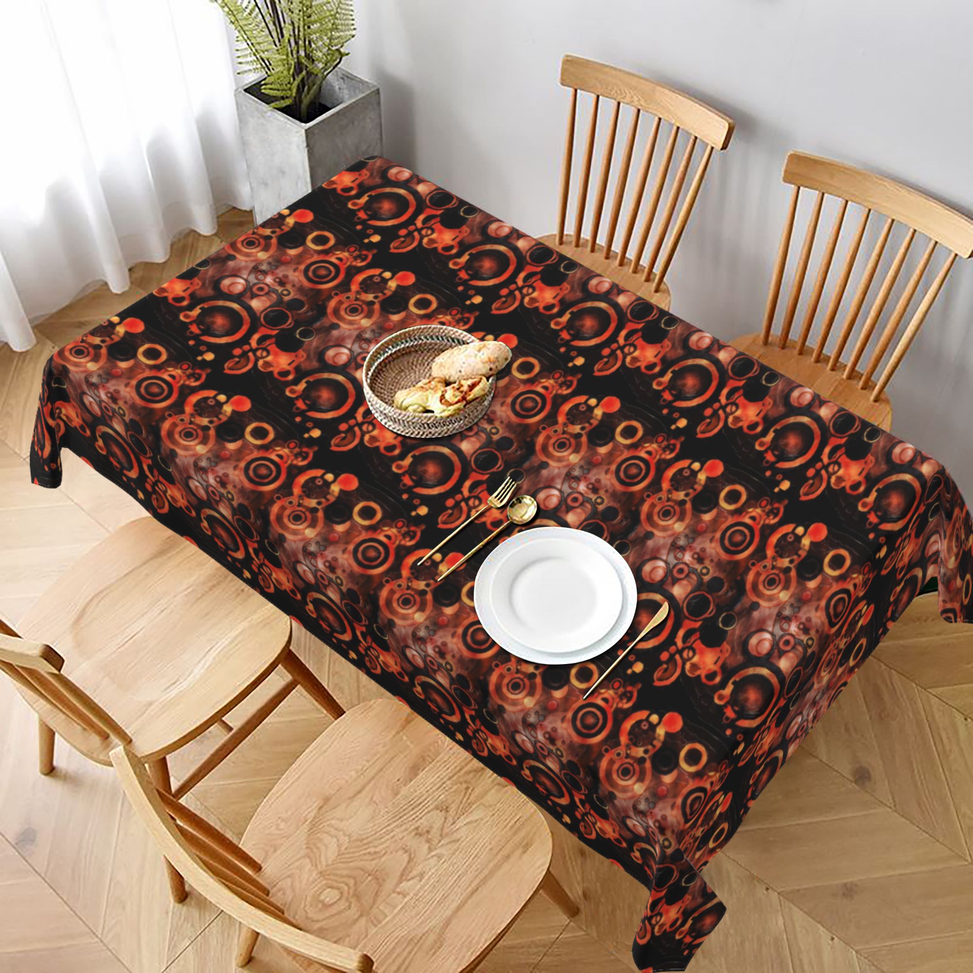 Tablecloth Laminated-Retro-Circles- Table Cloth For Rectangle Tables ...
