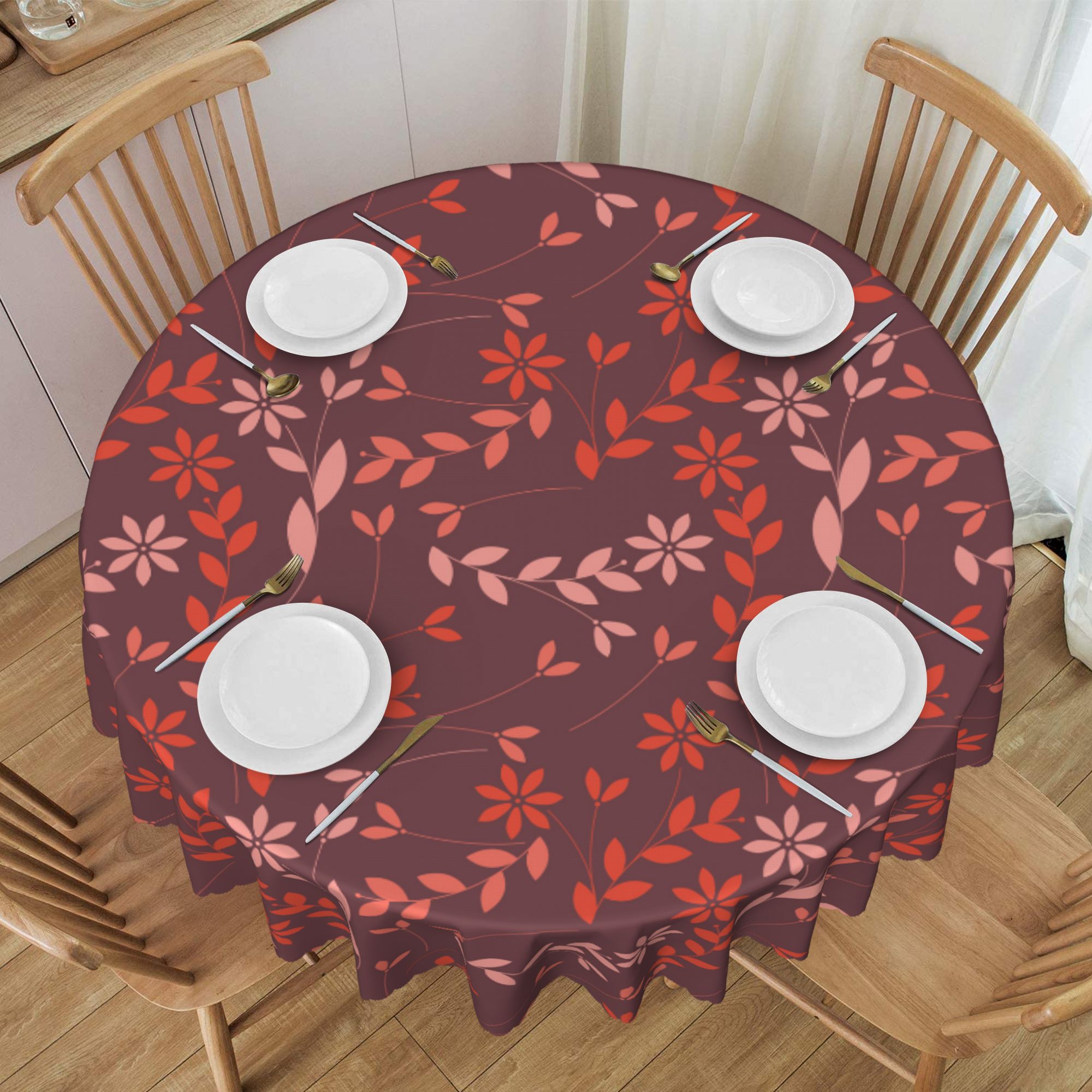 Tablecloth Leaves Seamless Background Table Cloth For Circular Tables ...