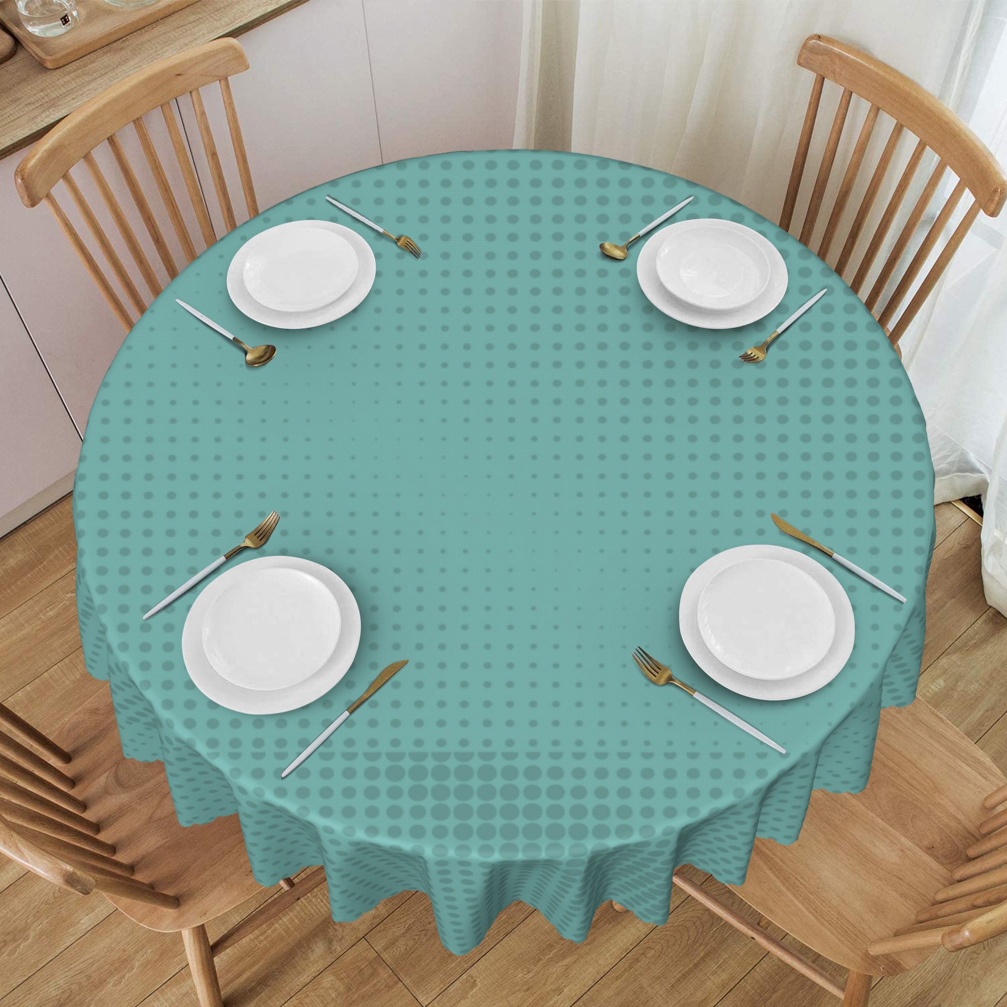 Tablecloth Light Blue Dense Dot Background Table Cloth For Circular ...