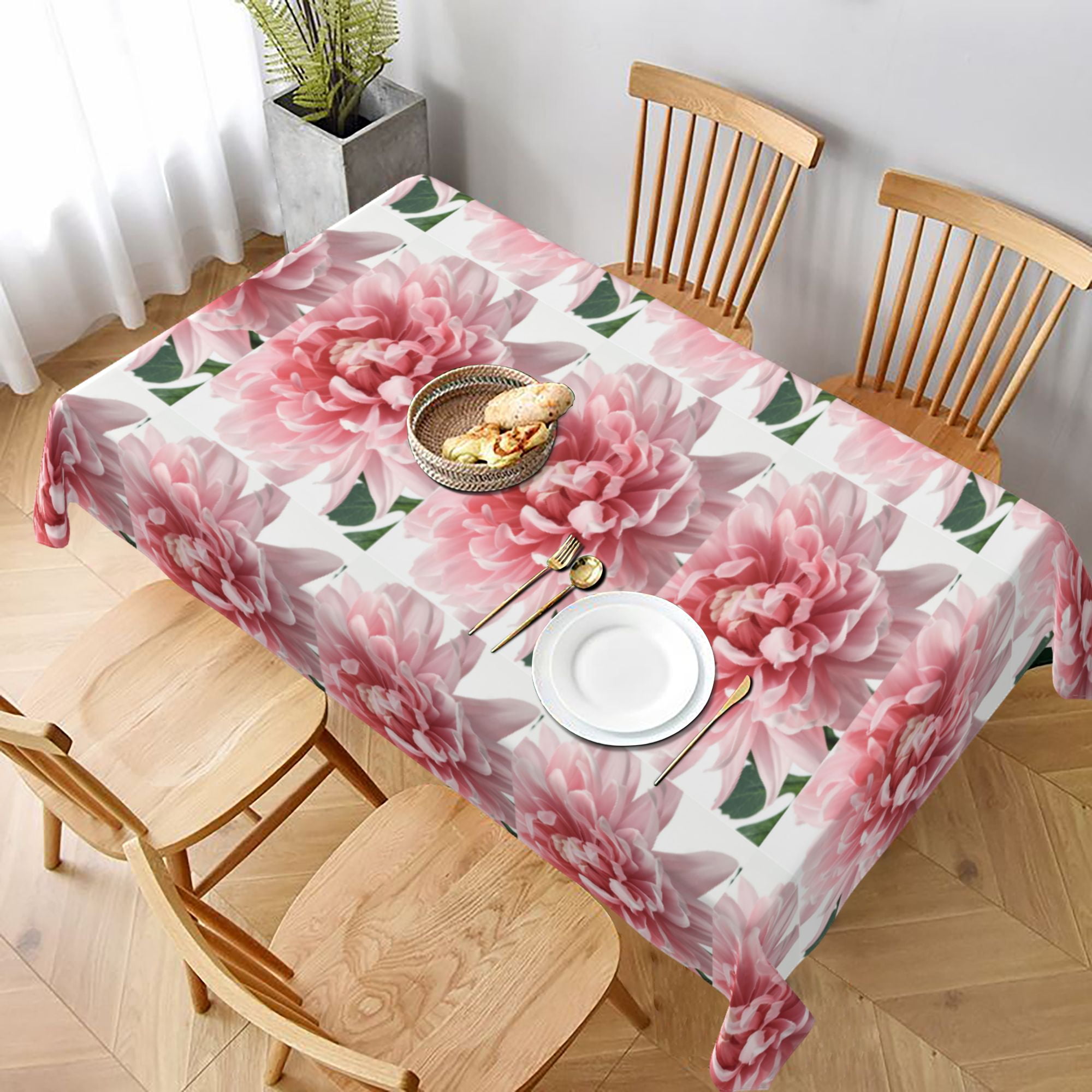 Tablecloth Light Pink Flower Table Cloth For Rectangle Tables ...