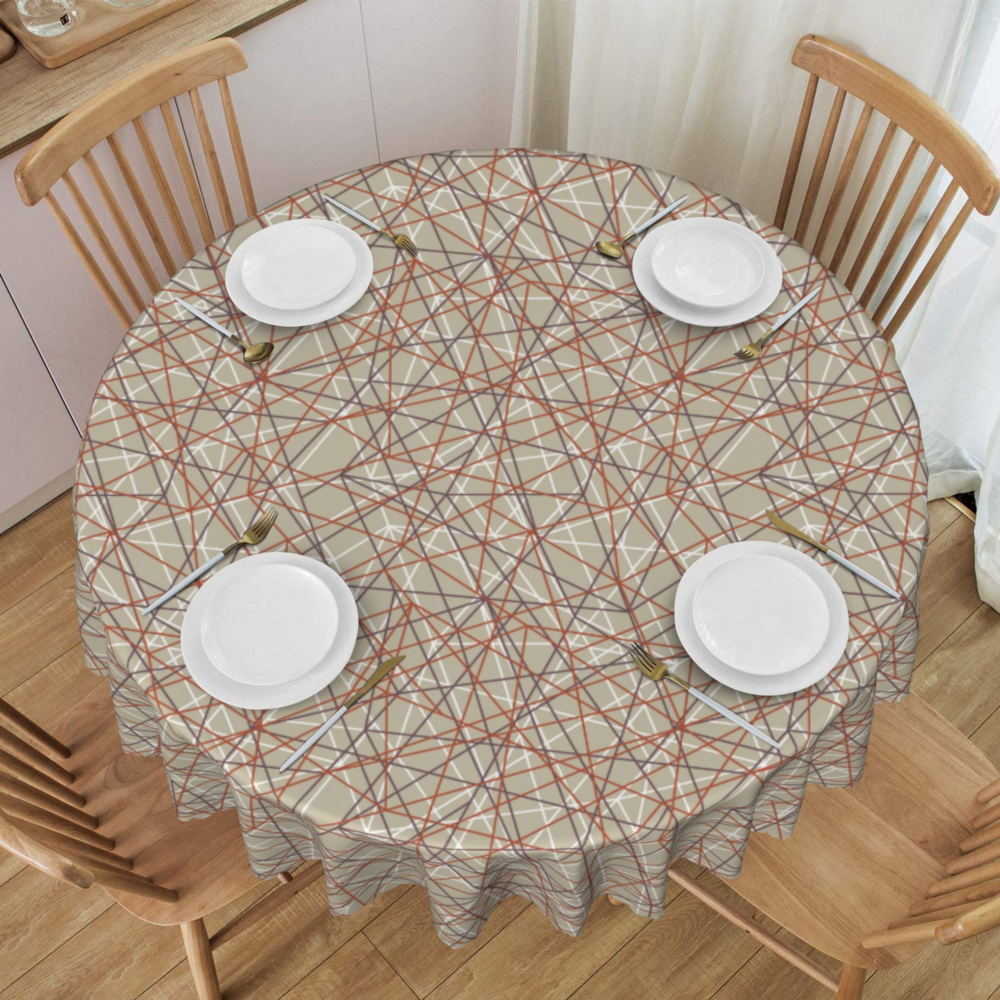 Tablecloth Line Pattern Table Cloth For Circular Tables Waterproof ...