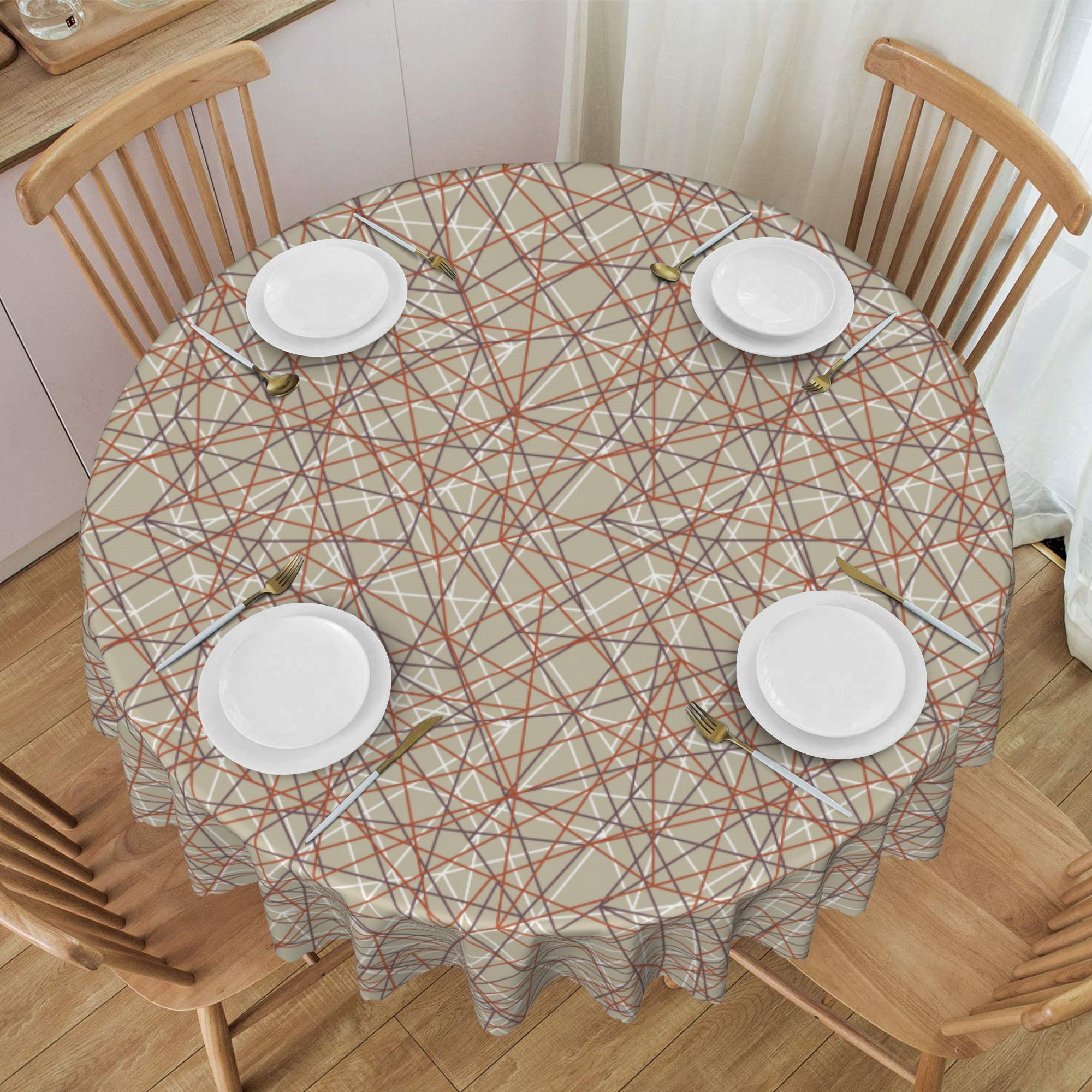 Tablecloth Line Pattern Table Cloth For Circular Tables Waterproof ...