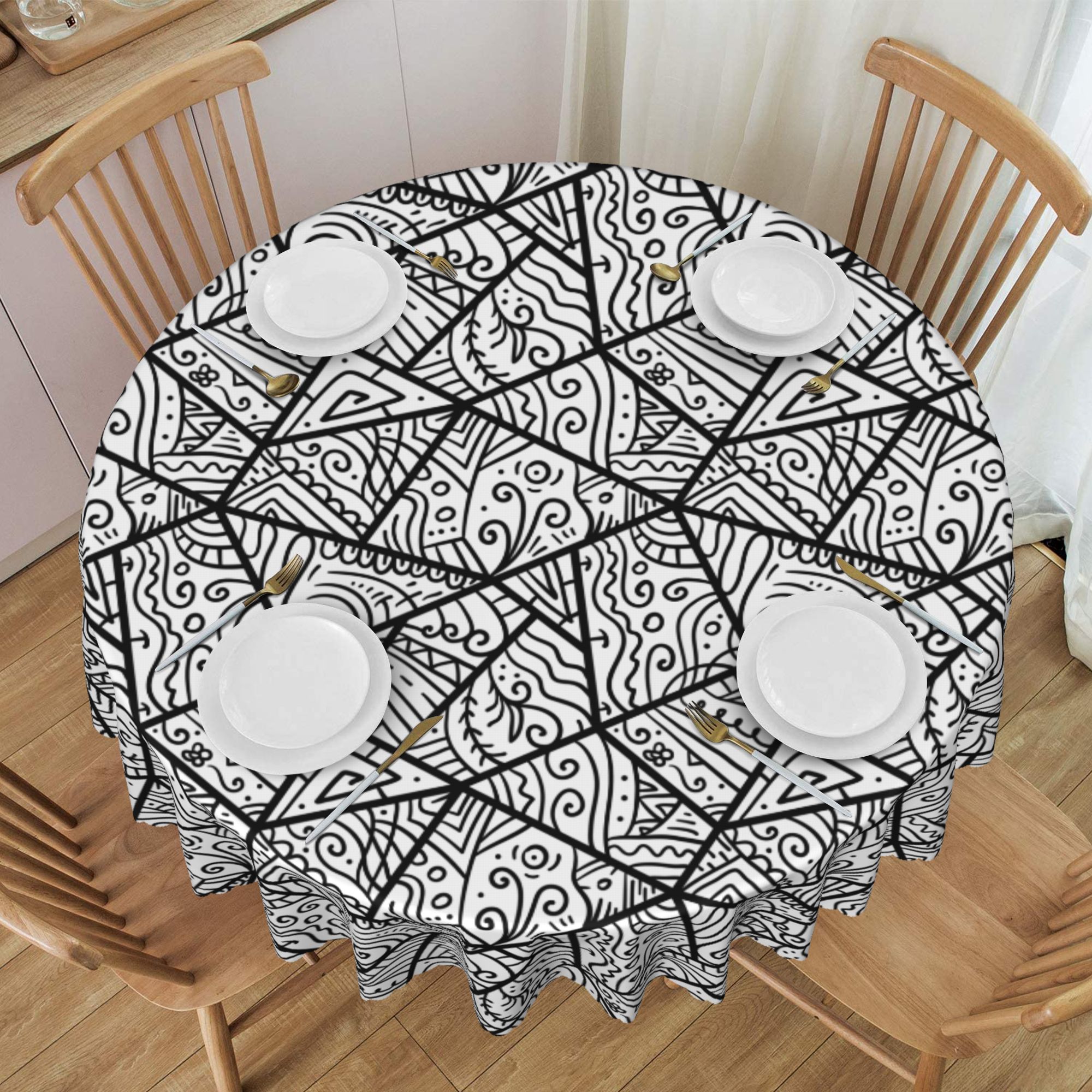 Tablecloth Line Pattern Table Cloth For Circular Tables Waterproof ...