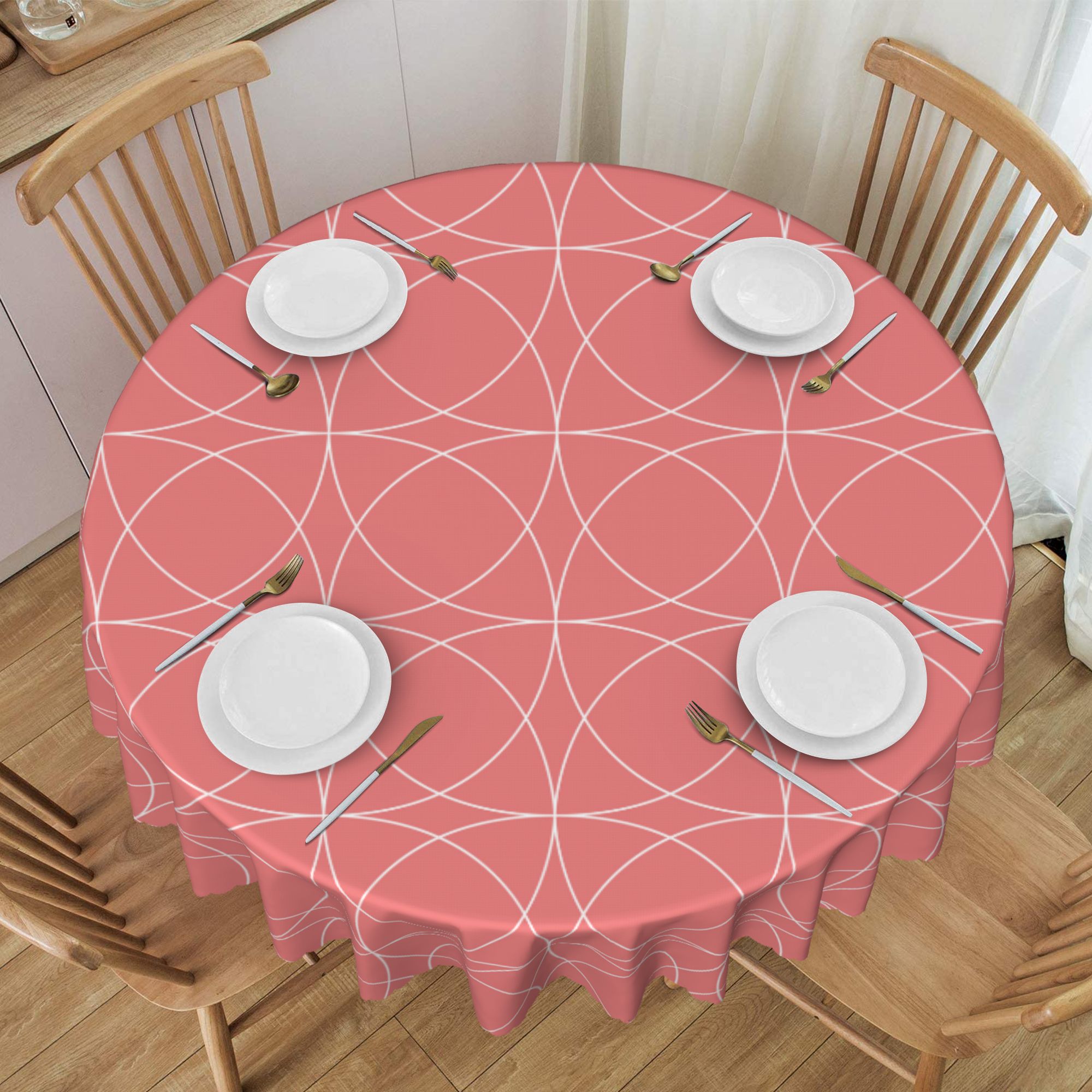 Tablecloth Line Pattern Table Cloth For Circular Tables Waterproof ...