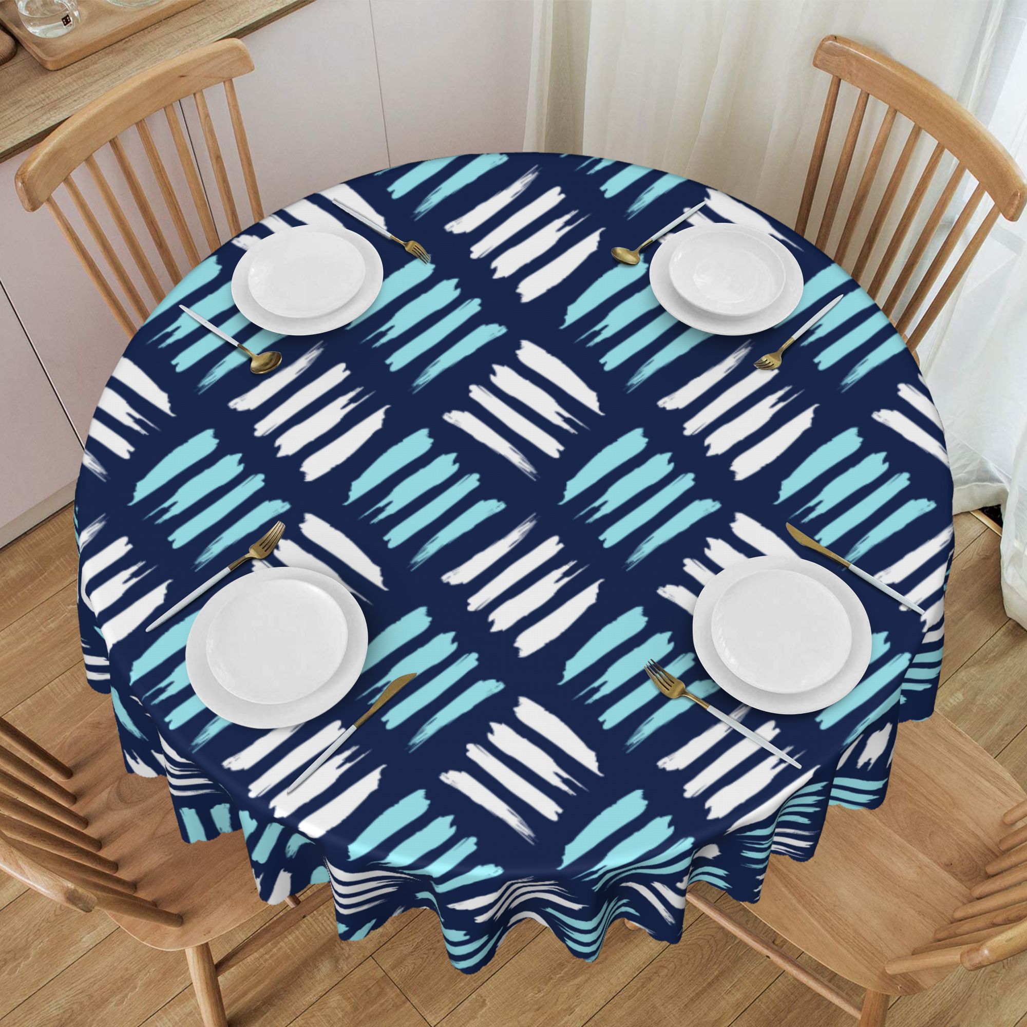 Tablecloth Line Pattern Table Cloth For Circular Tables Waterproof ...
