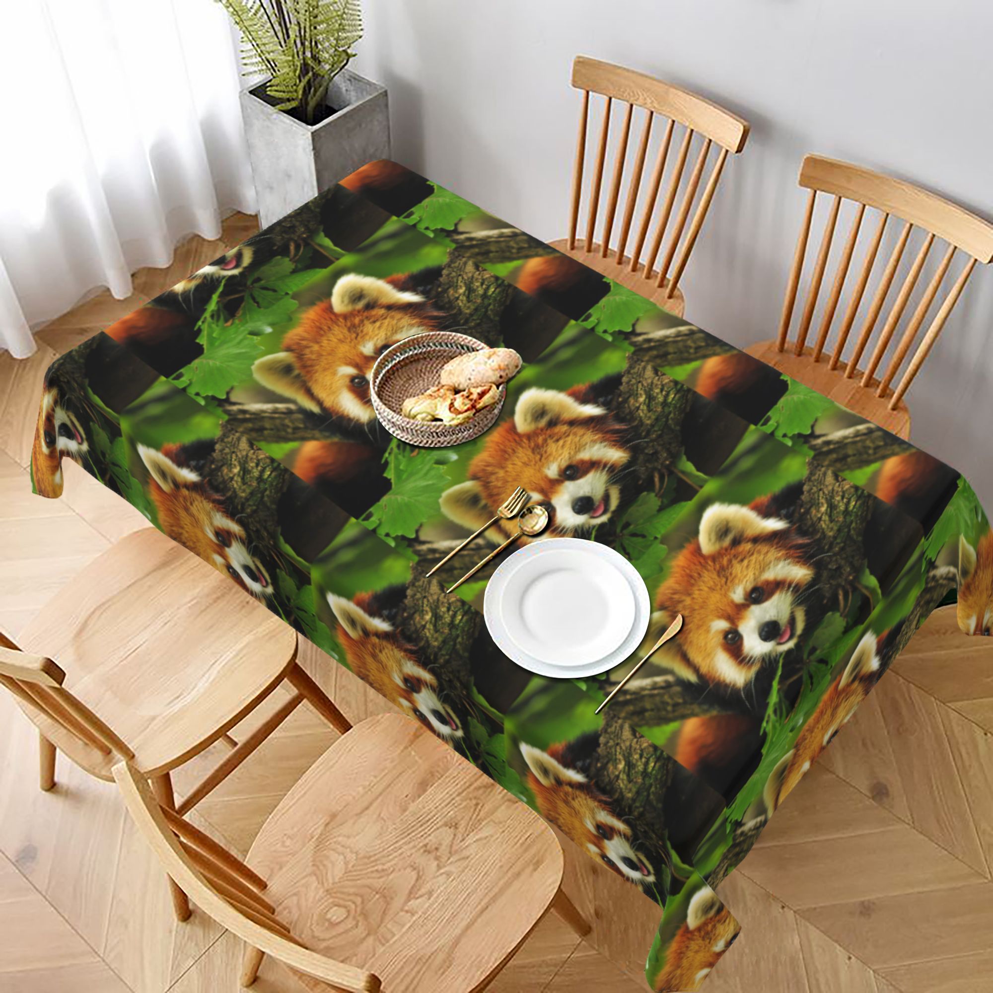 Tablecloth Little Cute Red Panda Table Cloth For Rectangle Tables ...