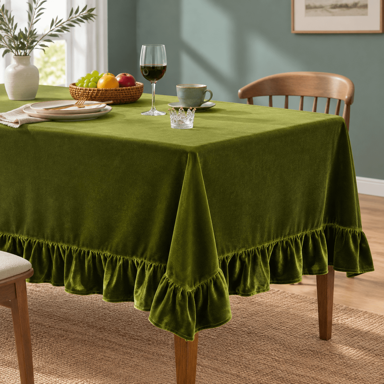 Tablecloth Luxuriosolid Rectangle Table Cloth Retro Farmhouse Ruffle ...