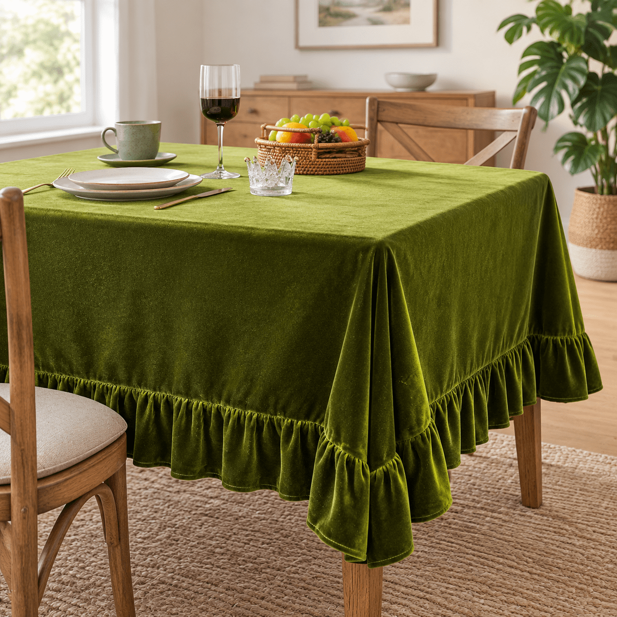 Tablecloth Luxuriosolid Rectangle Table Cloth Retro Farmhouse Ruffle ...