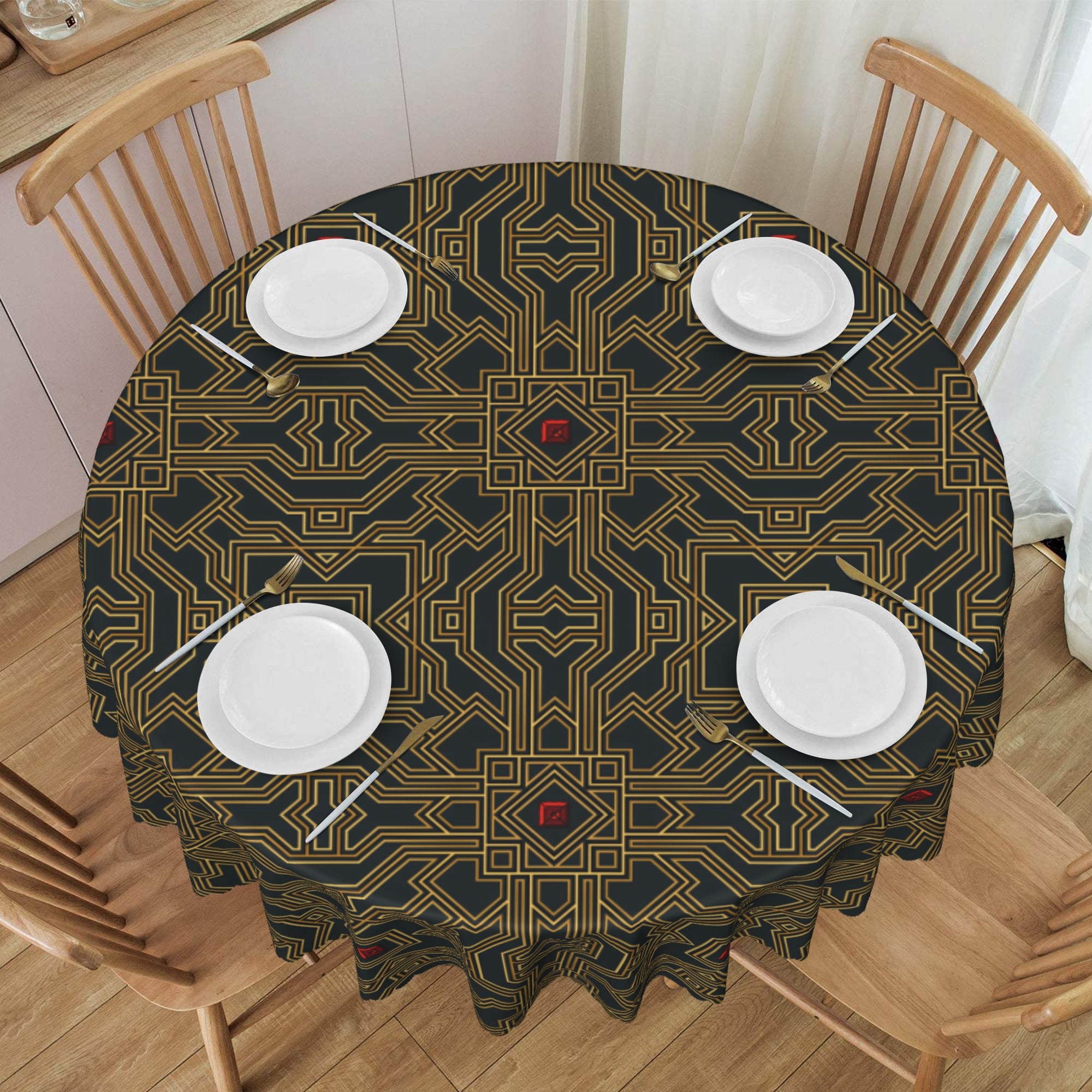 Tablecloth Luxury Gold Pattern Table Cloth For Circular Tables ...