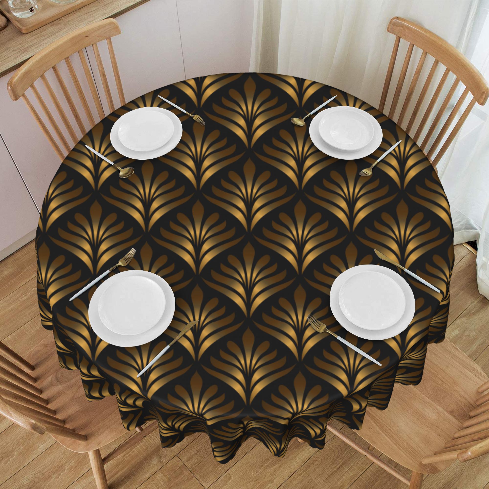 Tablecloth Luxury Gold Pattern Table Cloth For Circular Tables ...