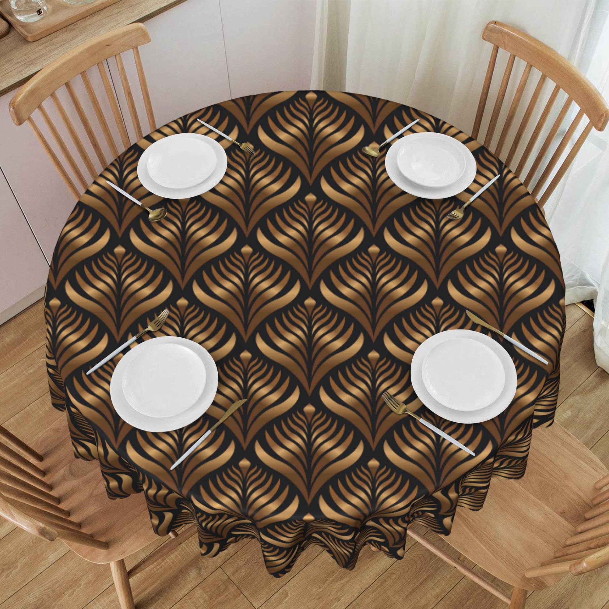 Tablecloth Luxury Gold Pattern Table Cloth For Circular Tables ...