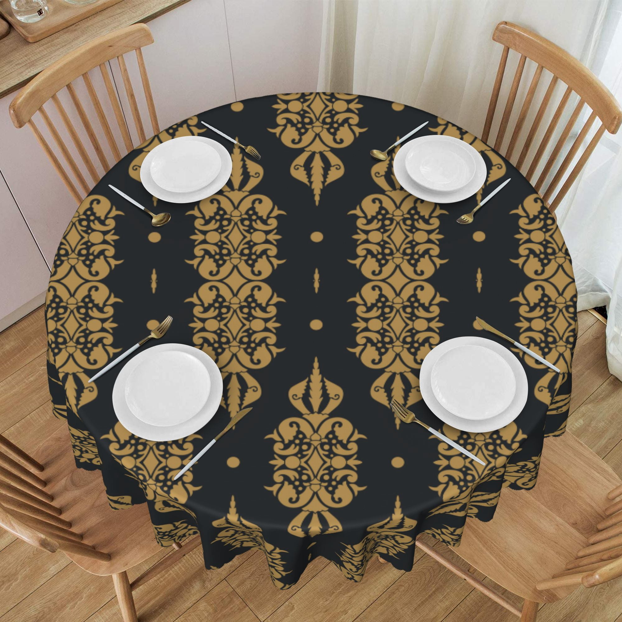 Tablecloth Luxury Gold Pattern Table Cloth For Circular Tables ...