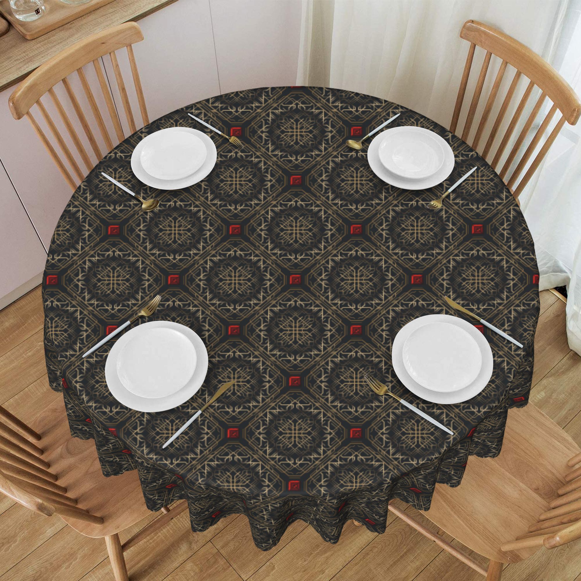Tablecloth Luxury Gold Pattern Table Cloth For Circular Tables ...