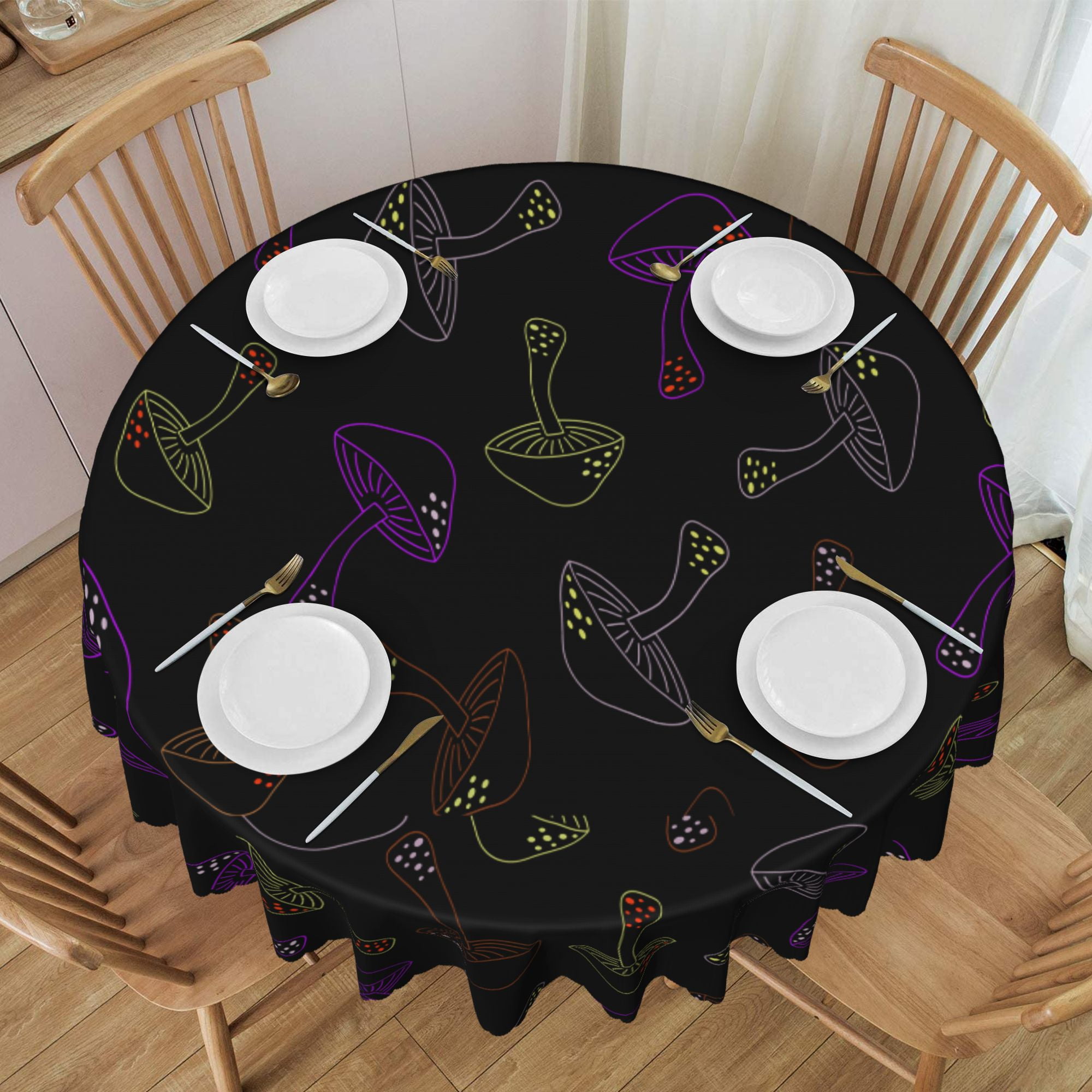 Tablecloth Magic Mushroom Table Cloth For Circular Tables Waterproof ...