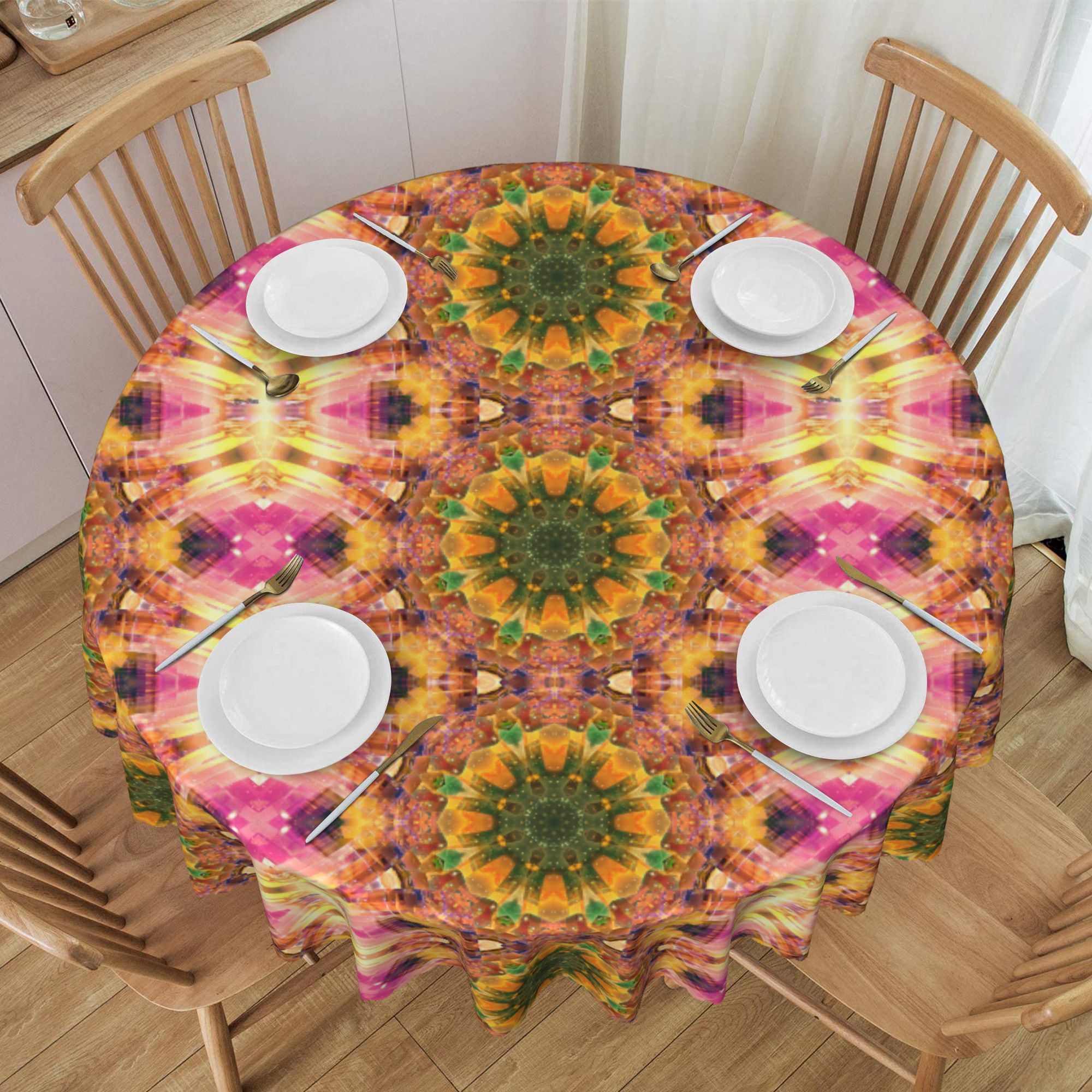 Tablecloth Mandala Art Table Cloth For Circular Tables Waterproof ...