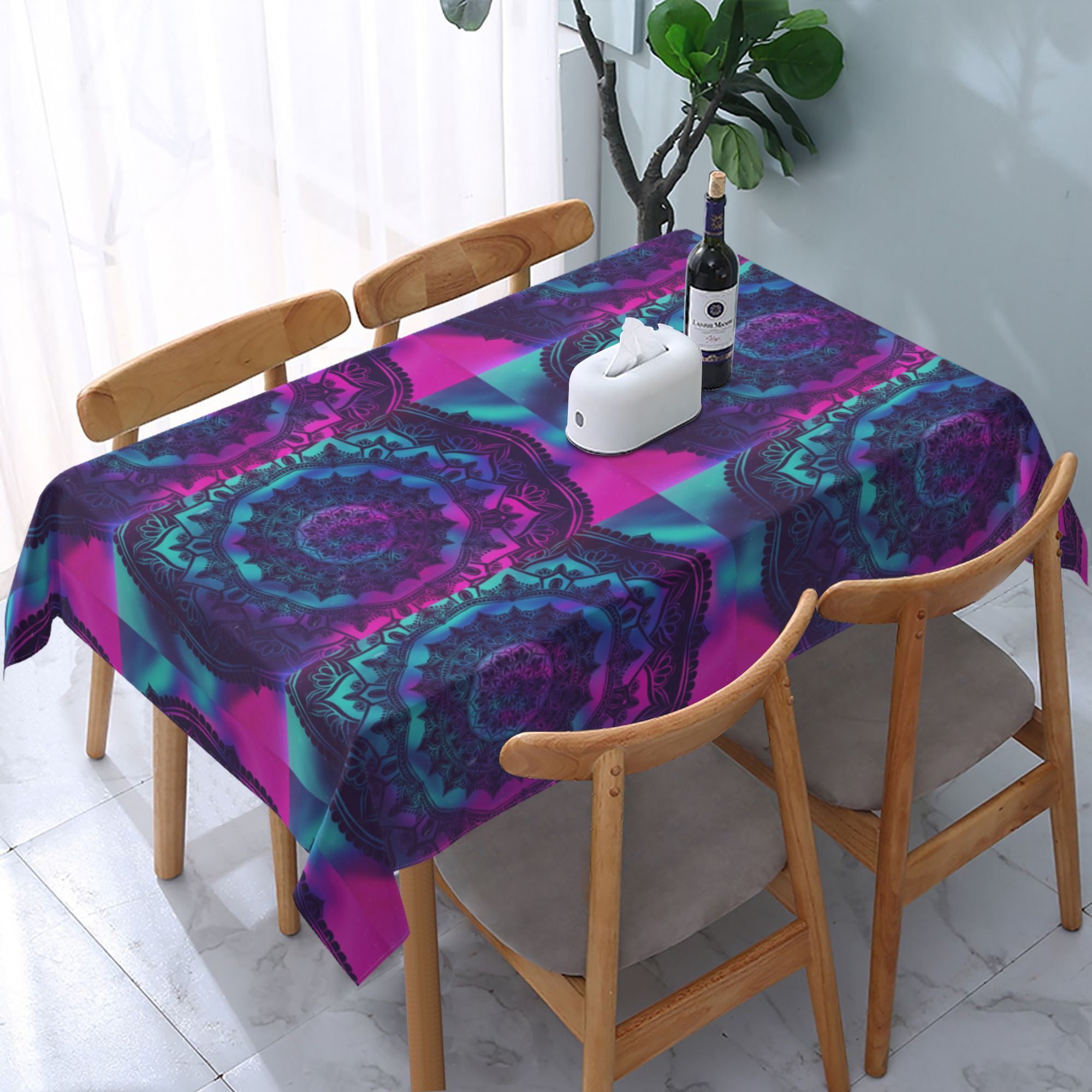 Tablecloth Mandala Neon Sign Table Cloth For Rectangle Tables ...