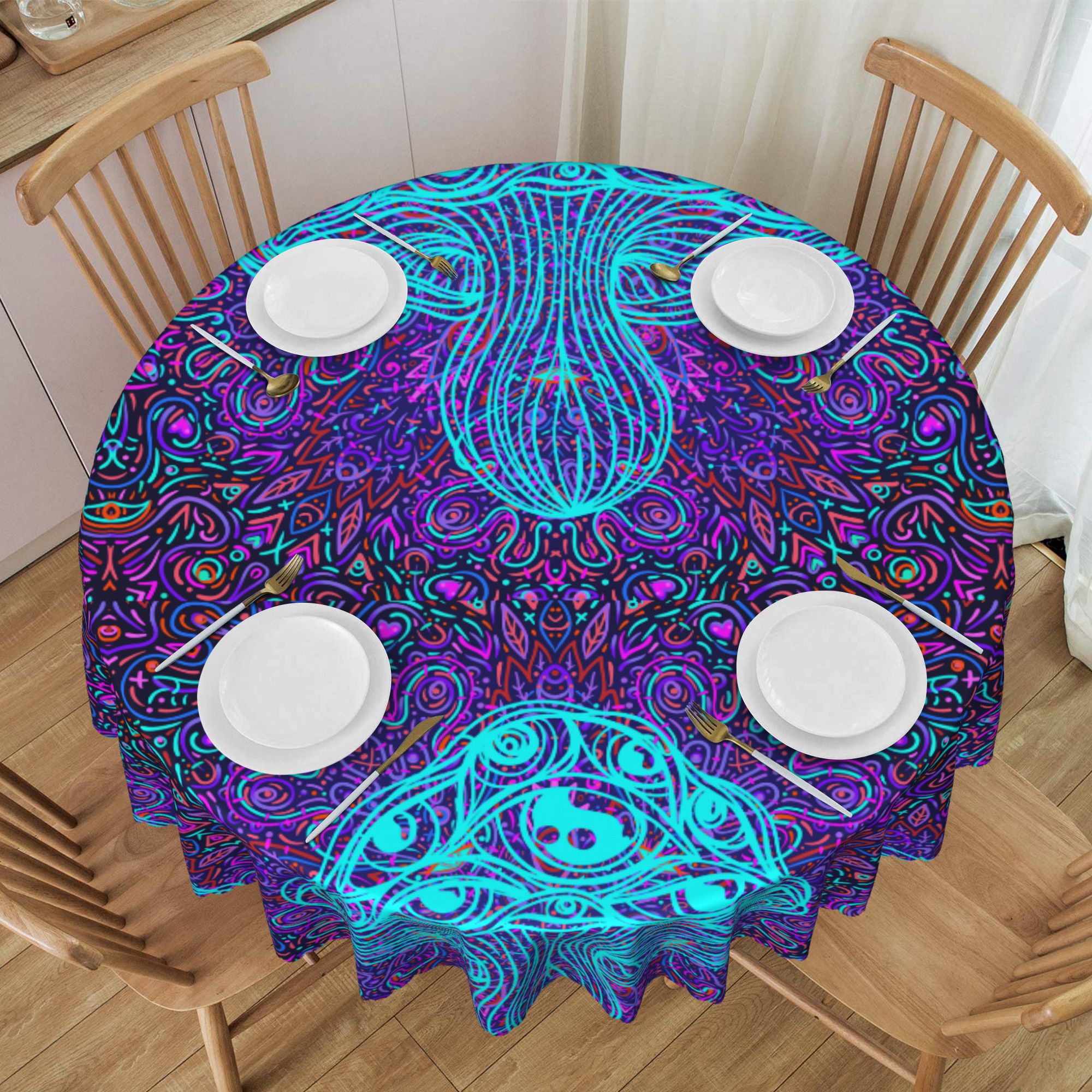 Tablecloth Mandala Pattern Table Cloth For Circular Tables Waterproof ...
