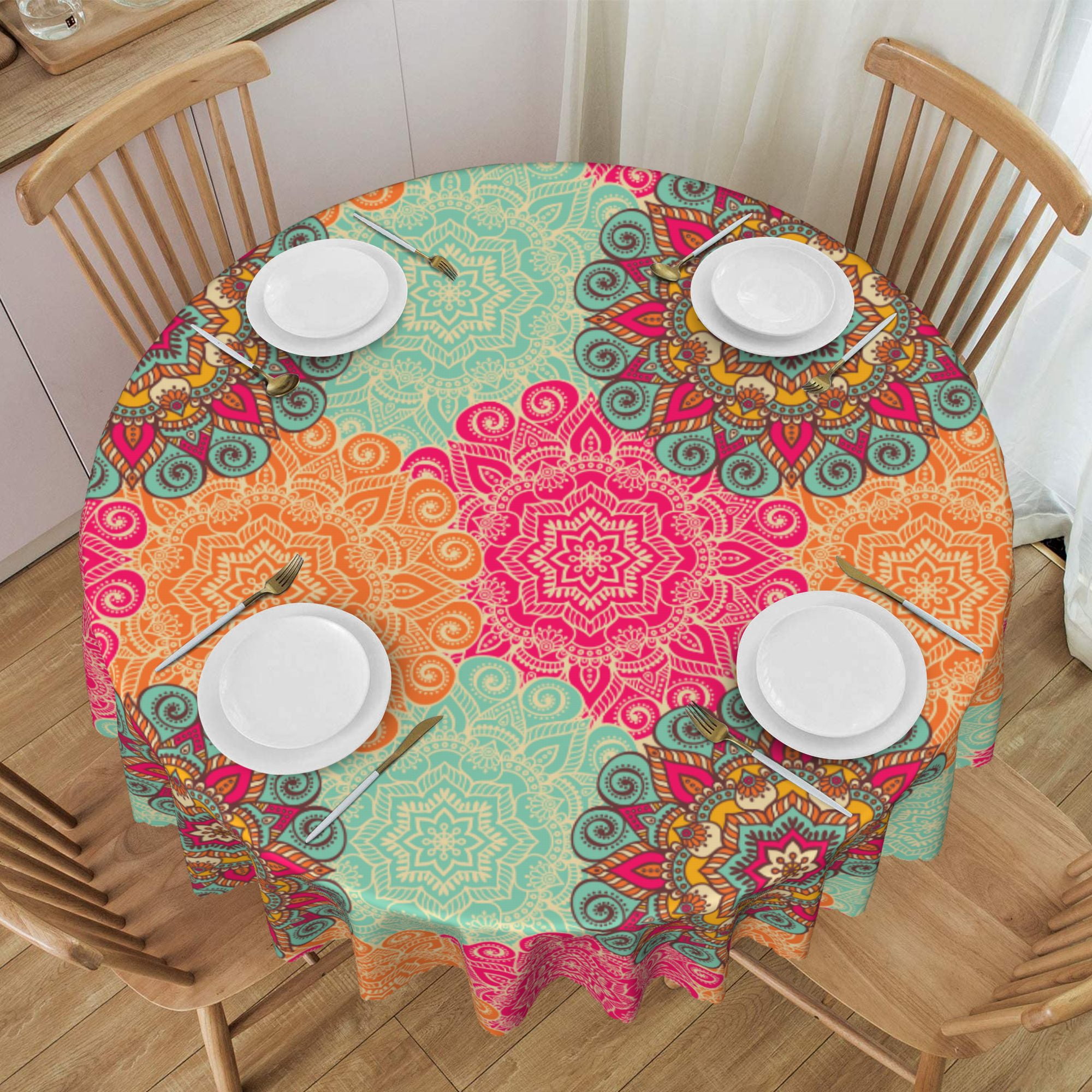 Tablecloth Mandala Pattern Table Cloth For Circular Tables Waterproof ...