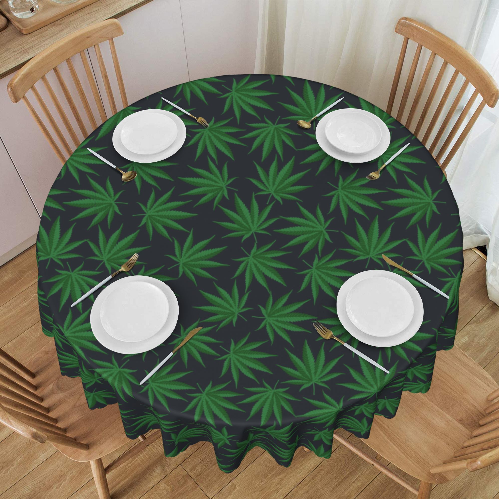 Tablecloth Marijuana Leaf Table Cloth For Circular Tables Waterproof ...