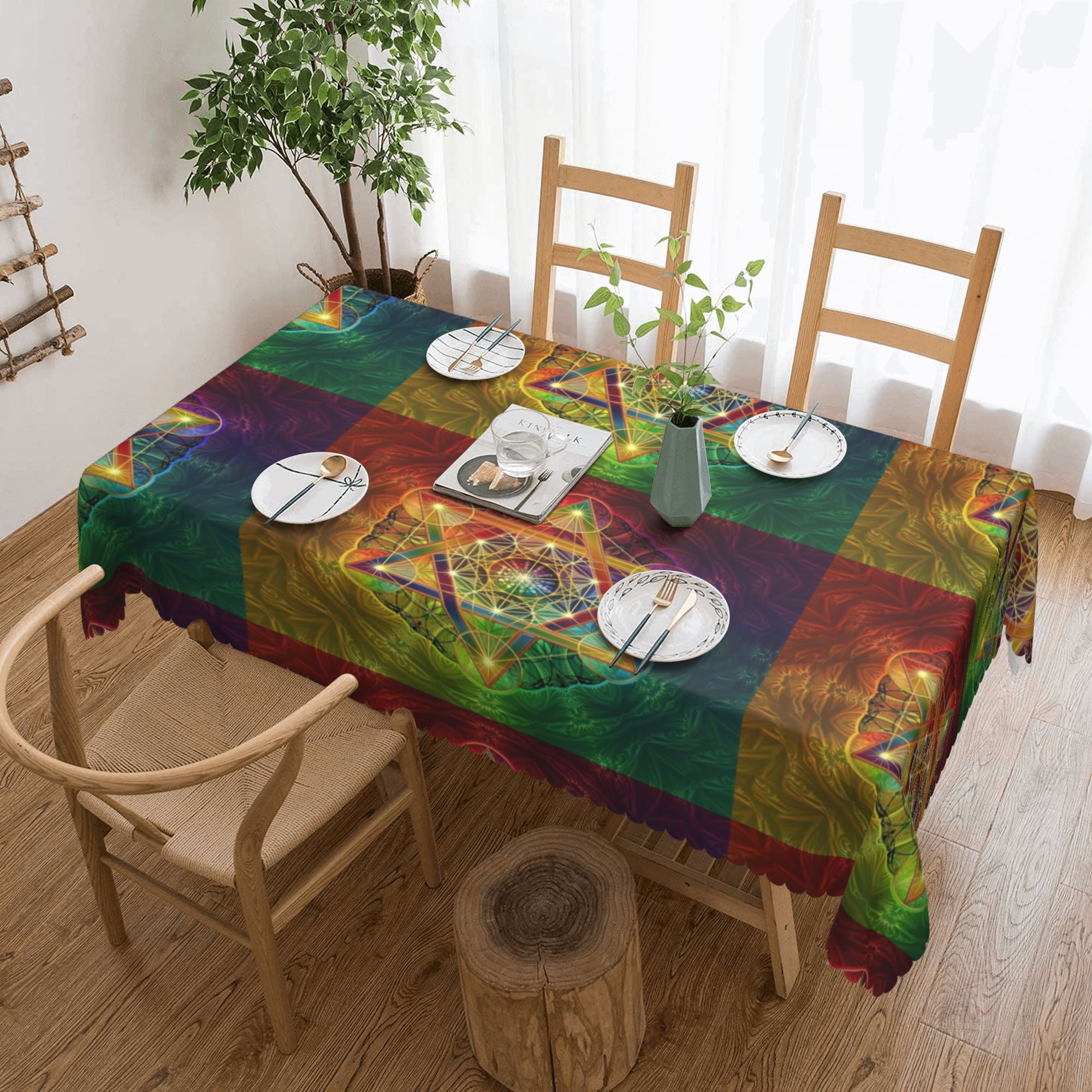 Tablecloth Metatron'S Cube With Merkabah And Flower Of Life Table Cloth ...