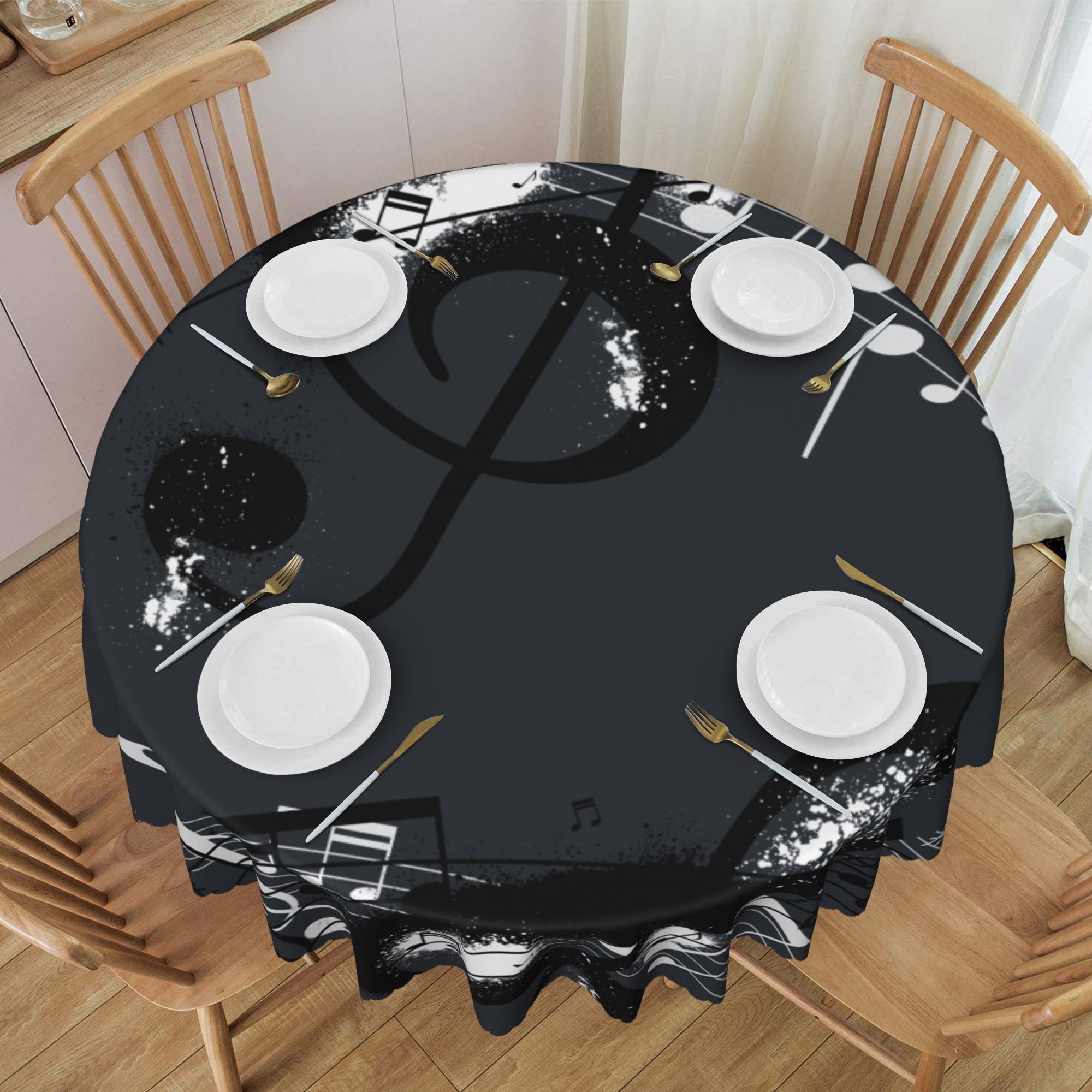 Tablecloth Music Note Table Cloth For Circular Tables Waterproof ...