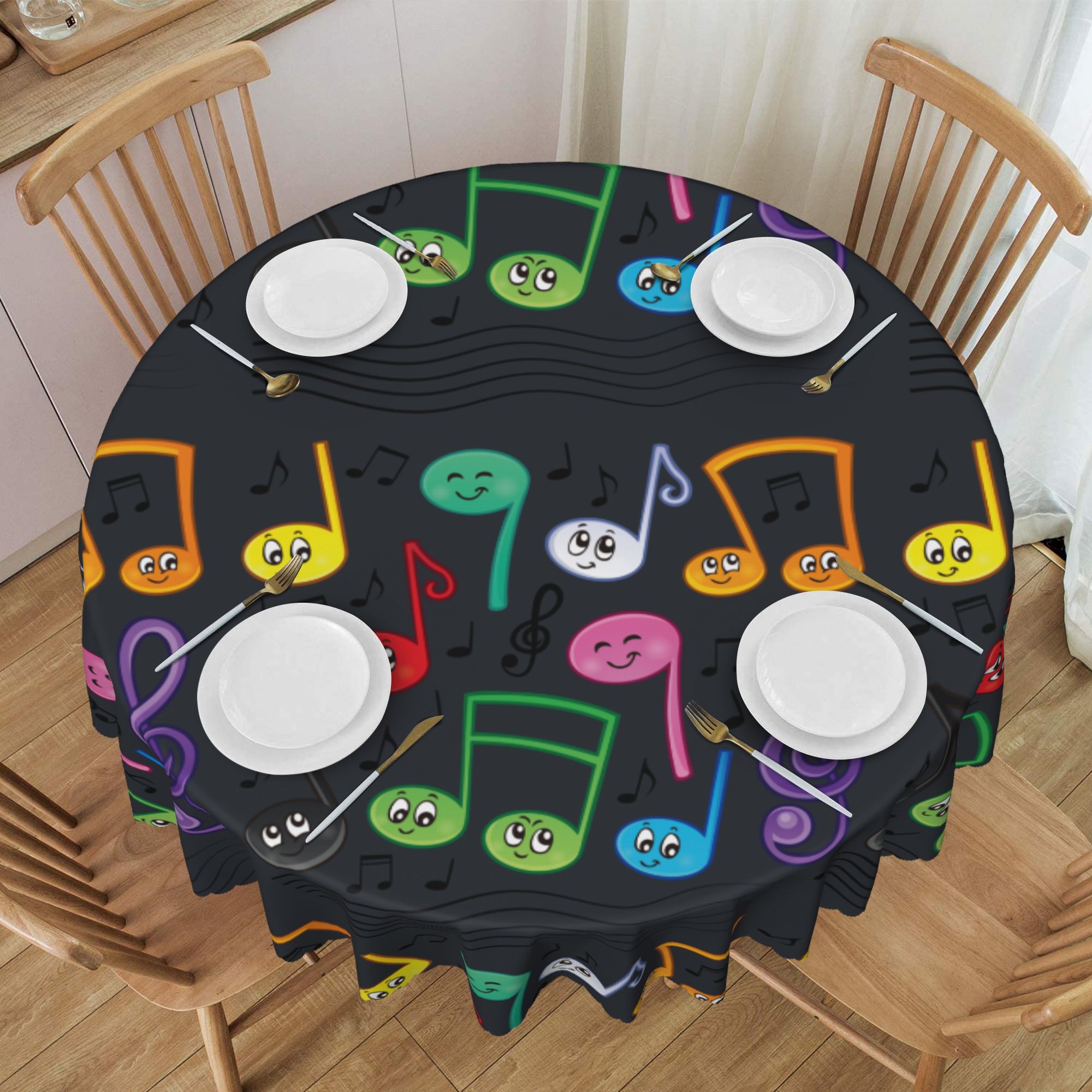 Tablecloth Music Notes Table Cloth For Circular Tables Waterproof ...