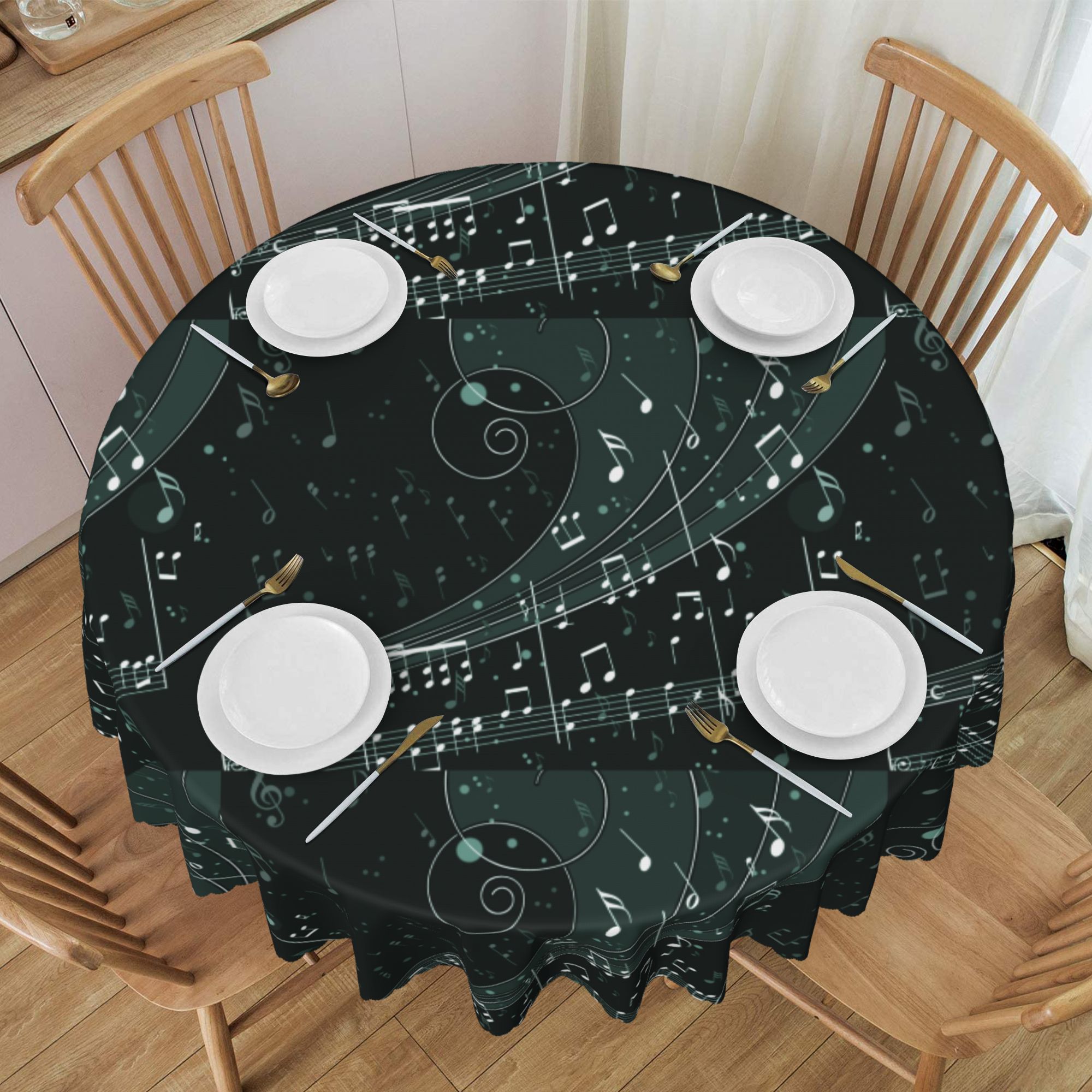 Tablecloth Music Notes Table Cloth For Circular Tables Waterproof ...