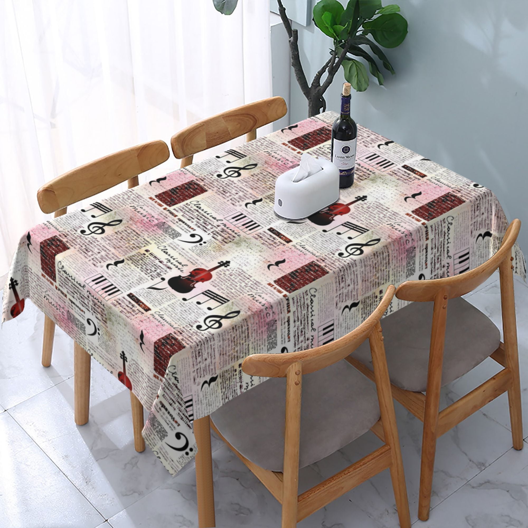 Tablecloth Newspaper Decor, Classical Music Themed Instruments Piano ...