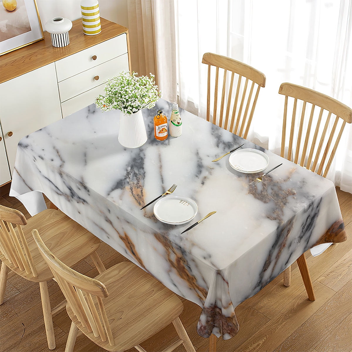 Tablecloth Nordic Style Marble Rectangular Dining Table Coffee Table ...