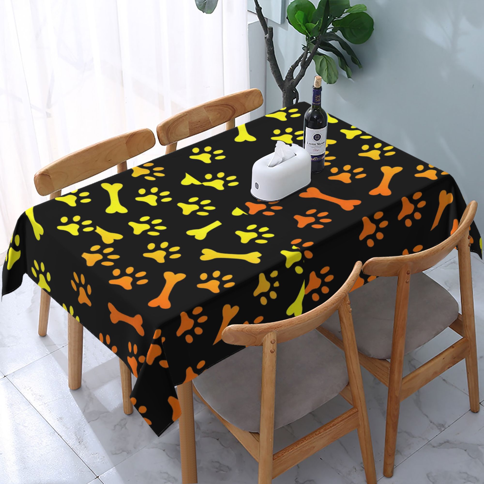 Tablecloth Paw Print And Bone Table Cloth For Rectangle Tables ...