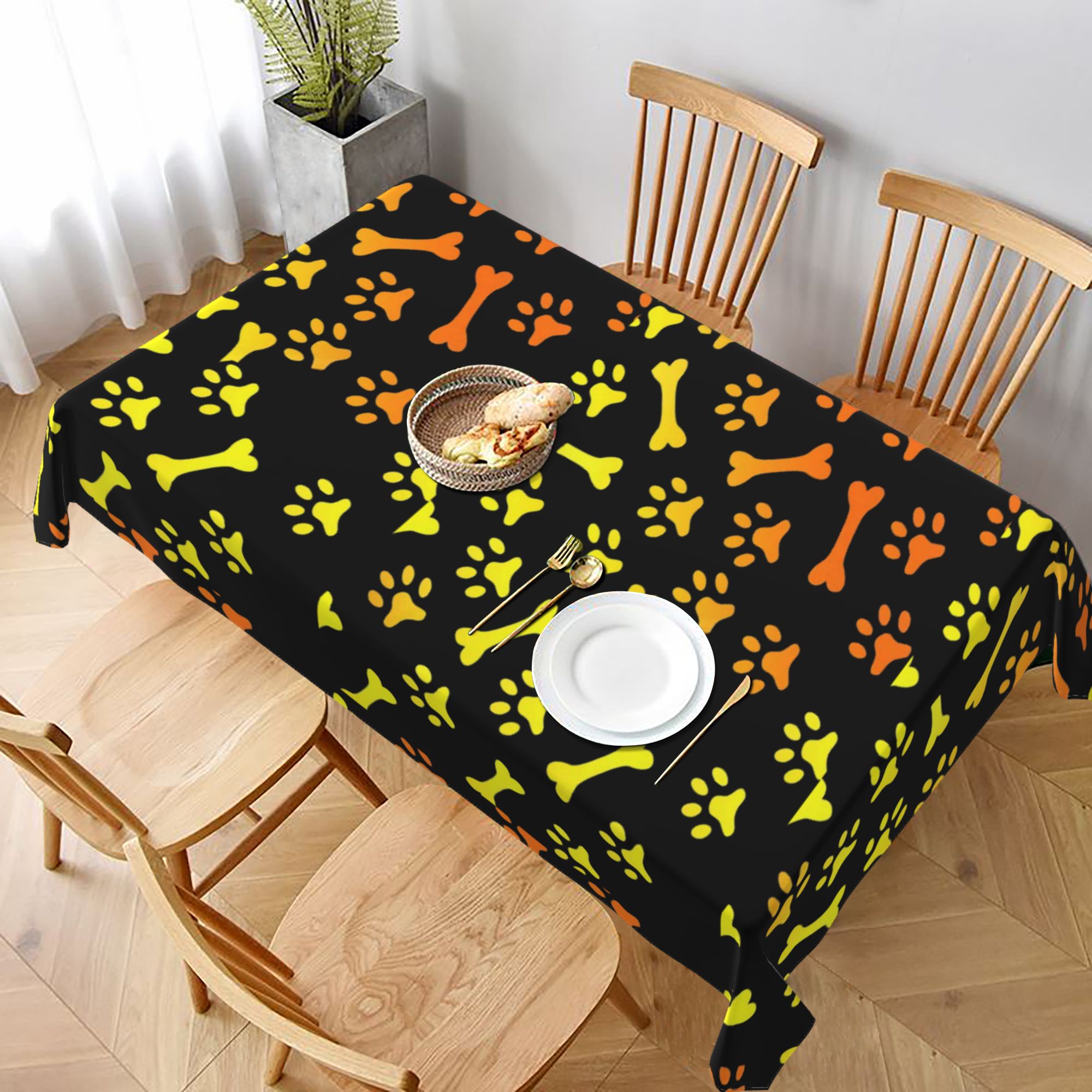 Tablecloth Paw Print And Bone Table Cloth For Rectangle Tables ...