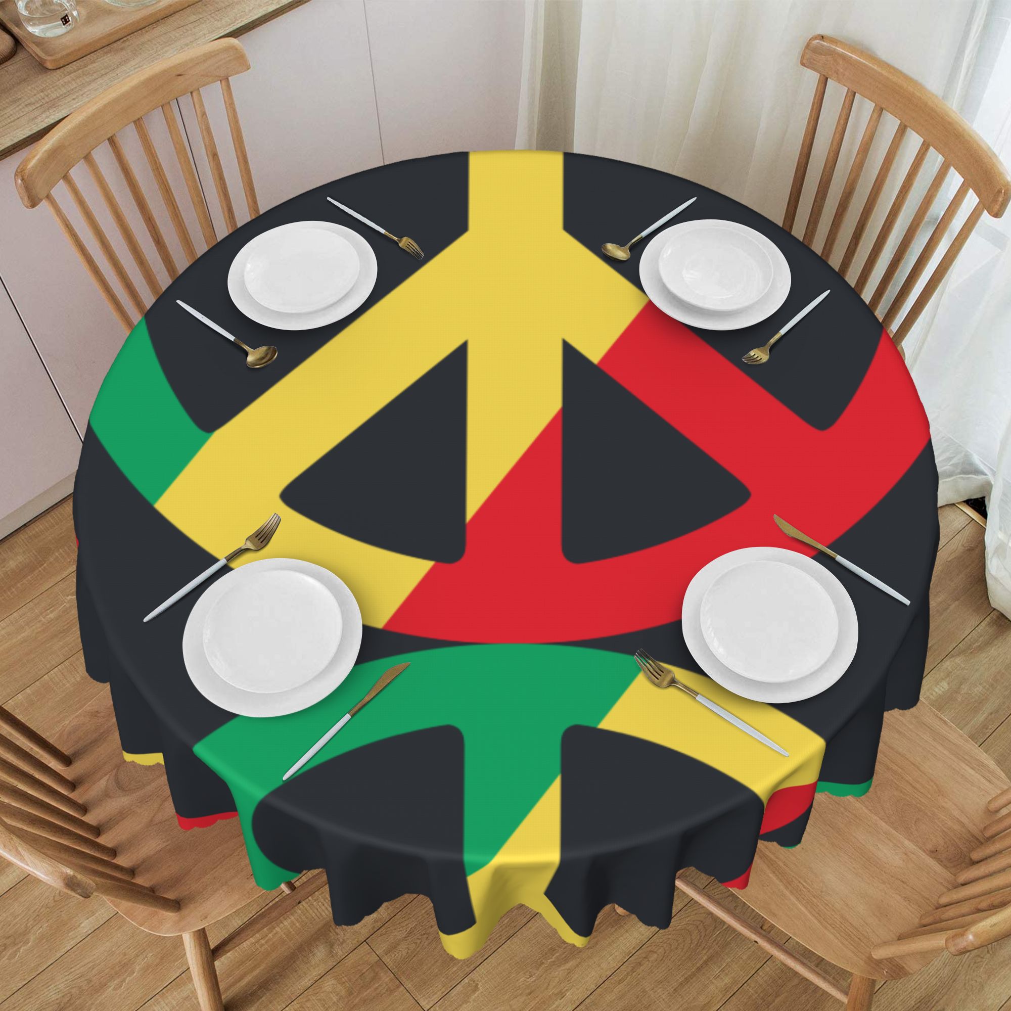 Tablecloth Peace Sign Rastafari Pattern Table Cloth For Circular Tables ...