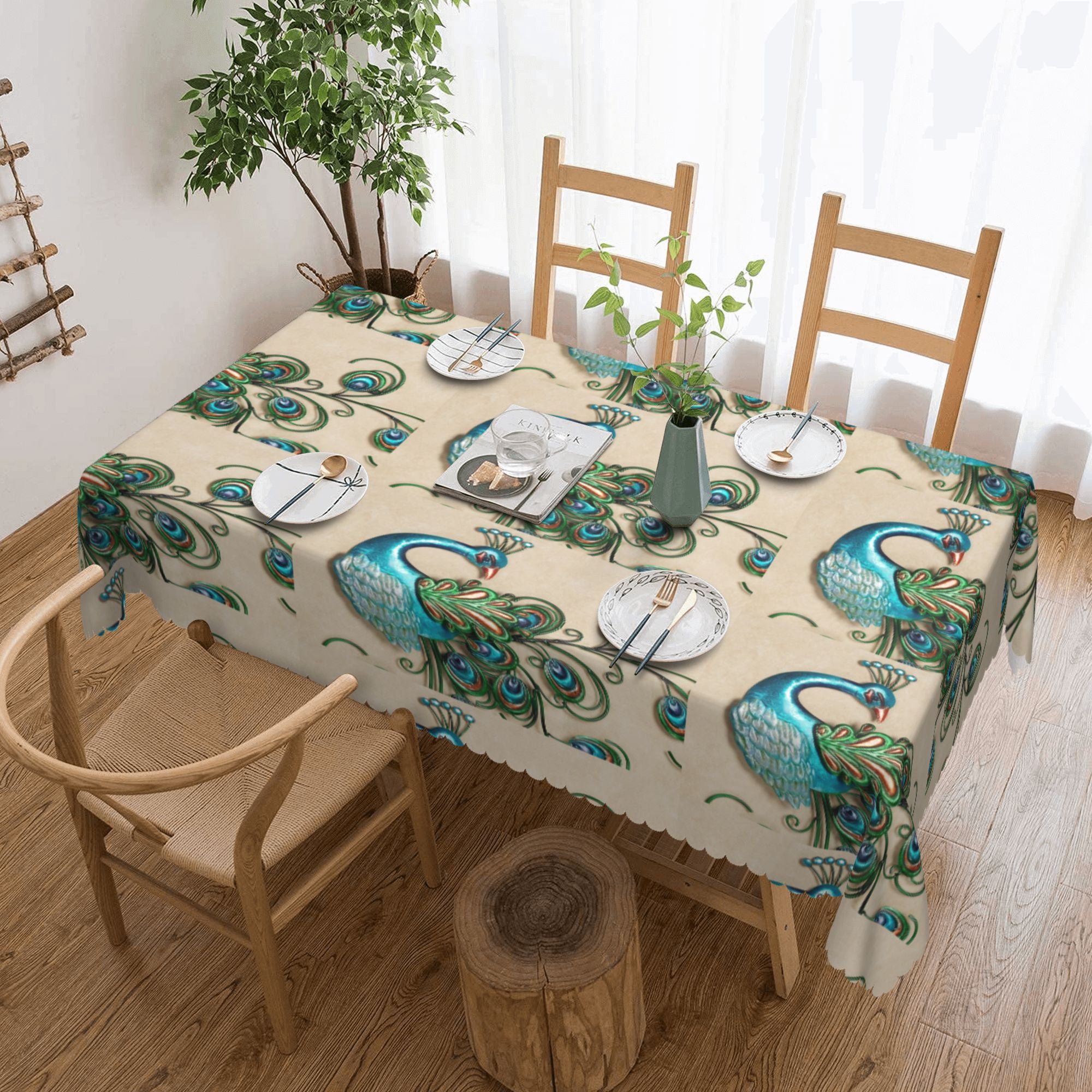 Tablecloth Peacock Table Cloth For Rectangle Tables Waterproof ...