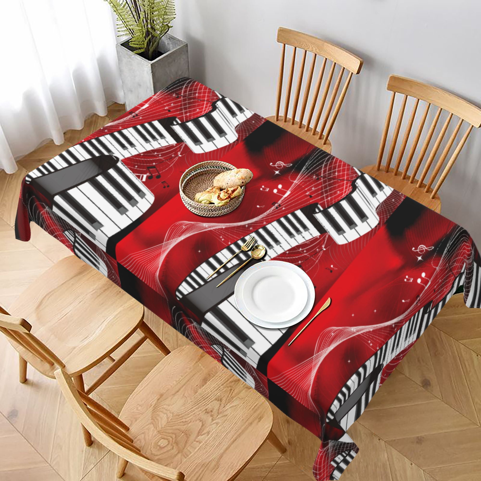 Tablecloth Piano Keys Table Cloth For Rectangle Tables Waterproof ...