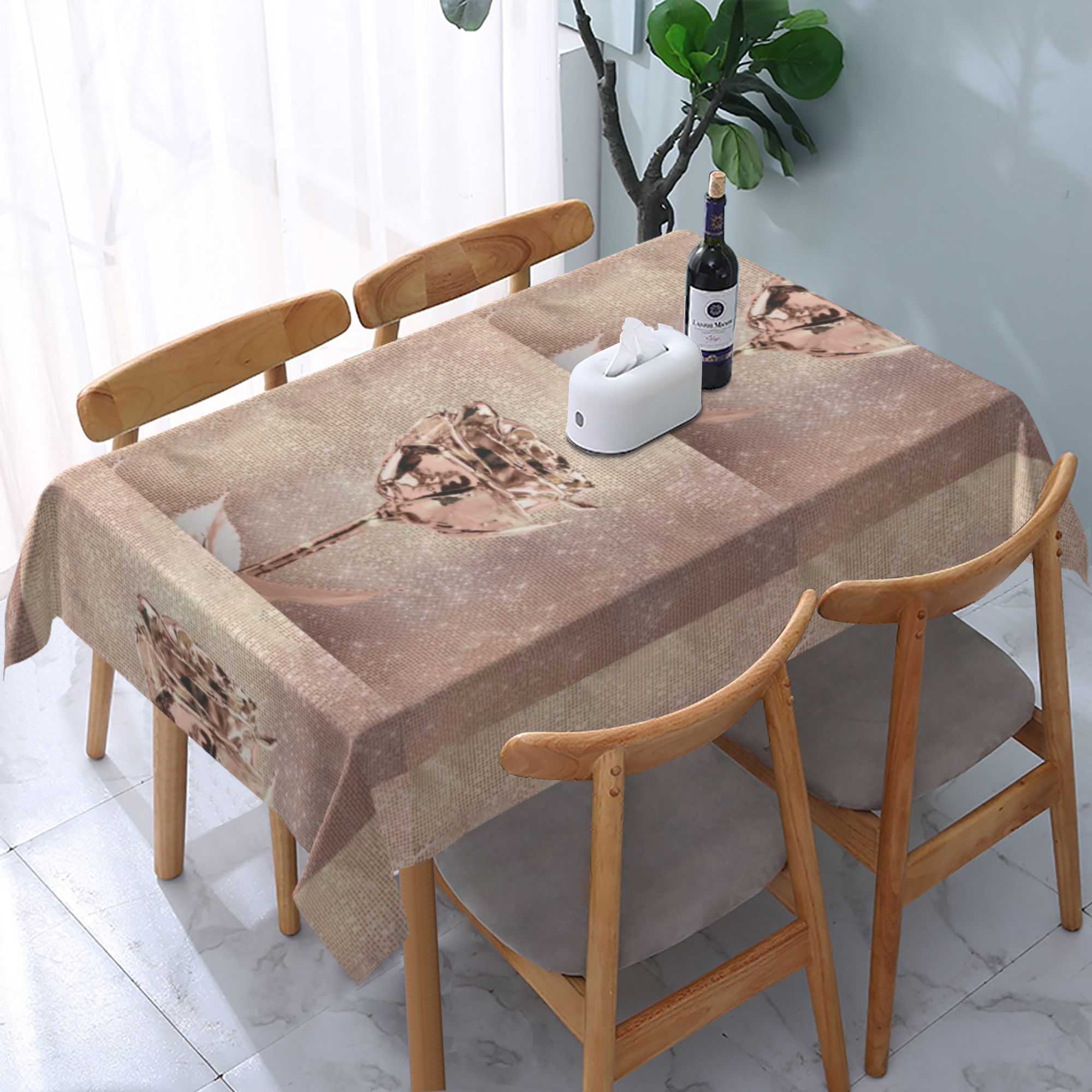 Tablecloth Pink Rose Flower Gold Copper Sequin Sparkly Table Cloth For ...