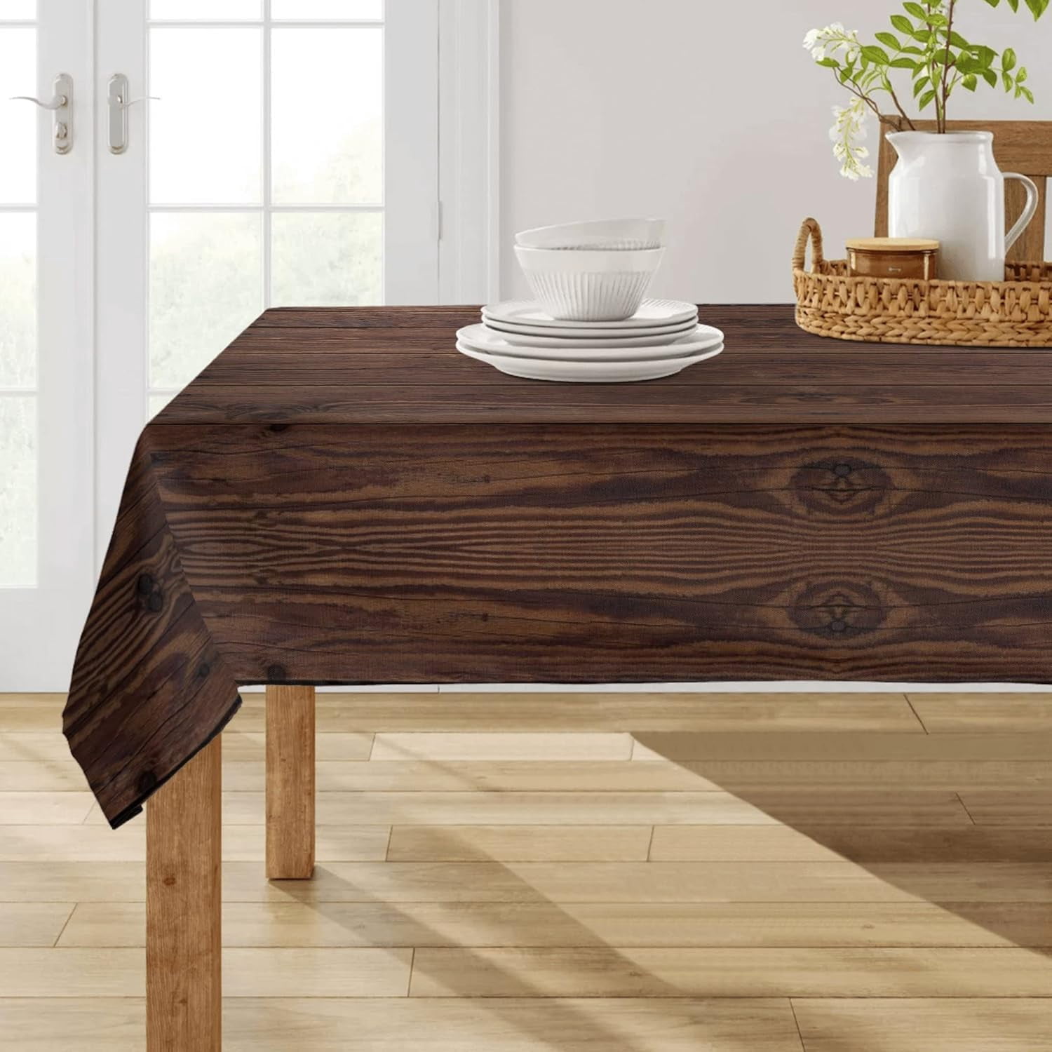 Tablecloth Polyester Fabric 60x120 Rectangle Wood Plank Tablecloths ...